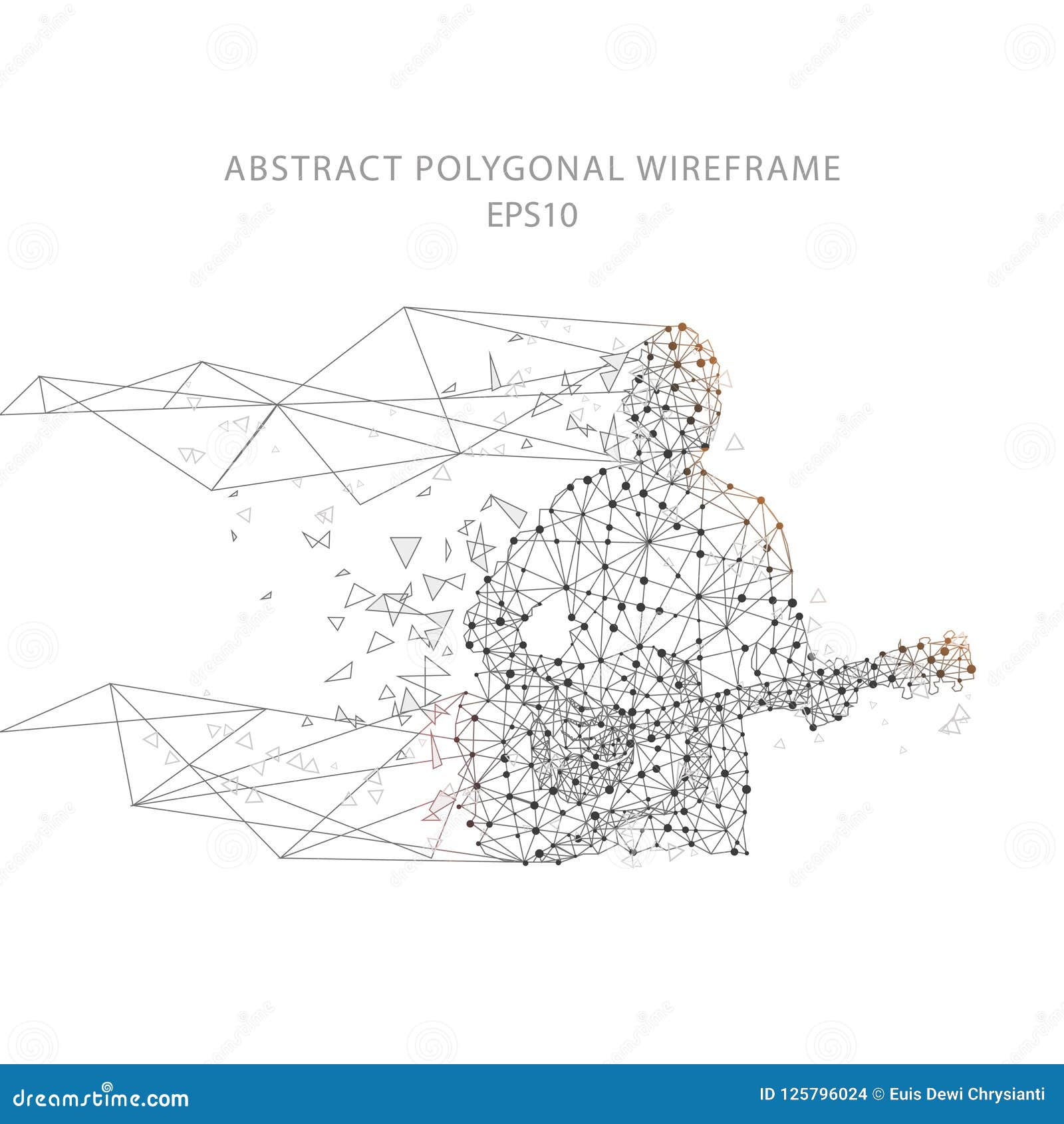 Man Playing Guitar Low Poly Wire Frame. Stock Vector - Illustration of ...