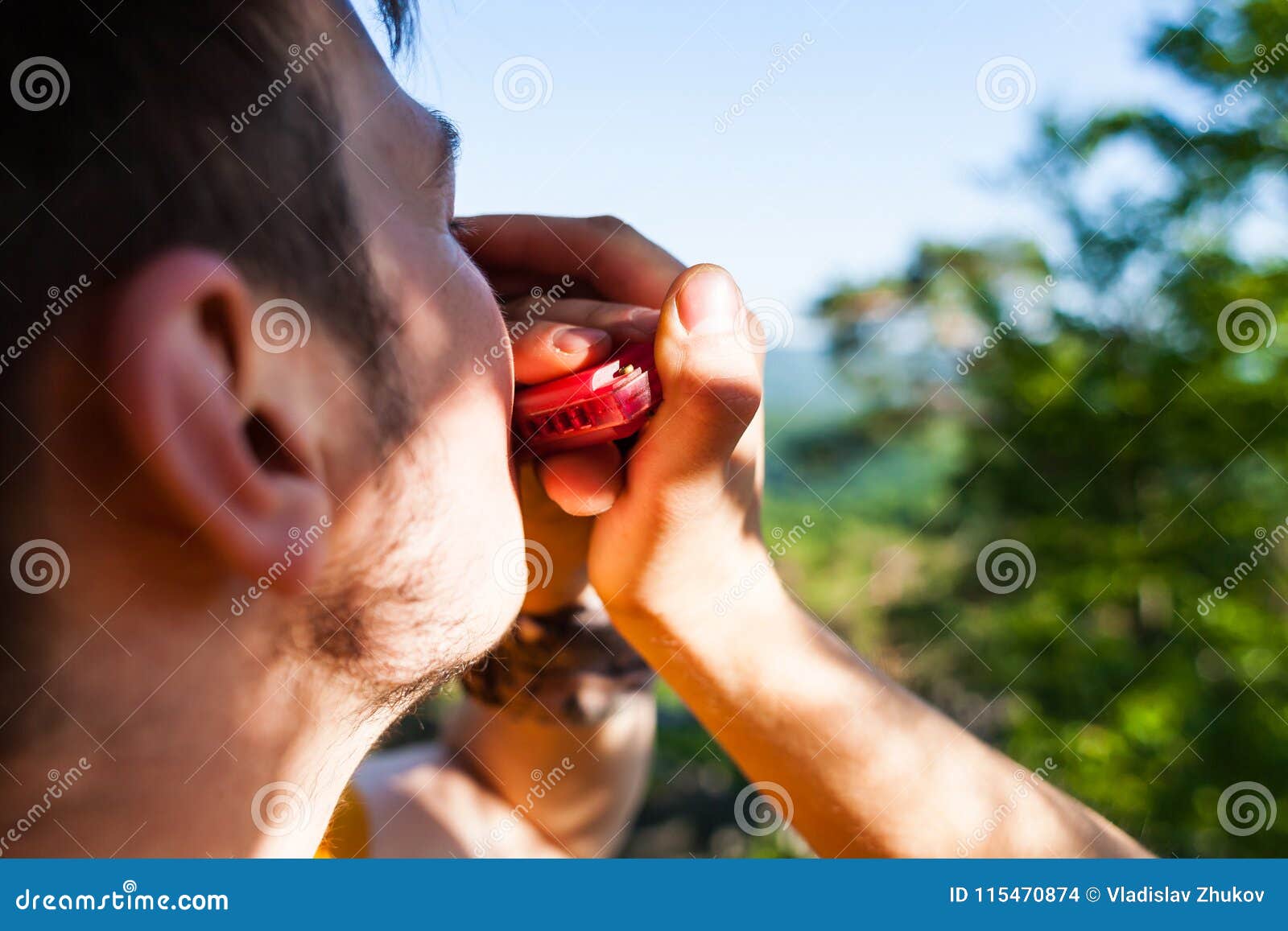 The Man is Playing the Harmonica. Stock Photo - Image of natural ...