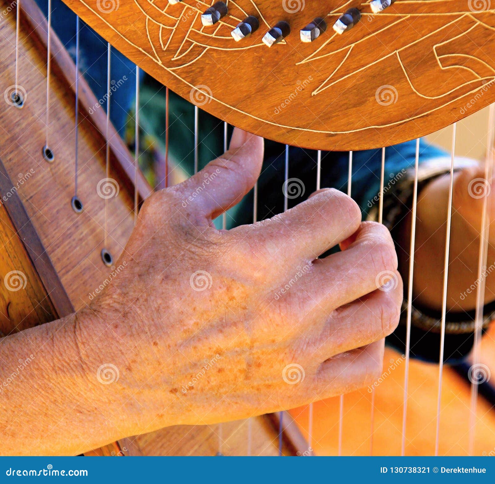 Man Playing the Harp on the Street Stock Image - Image of nails ...