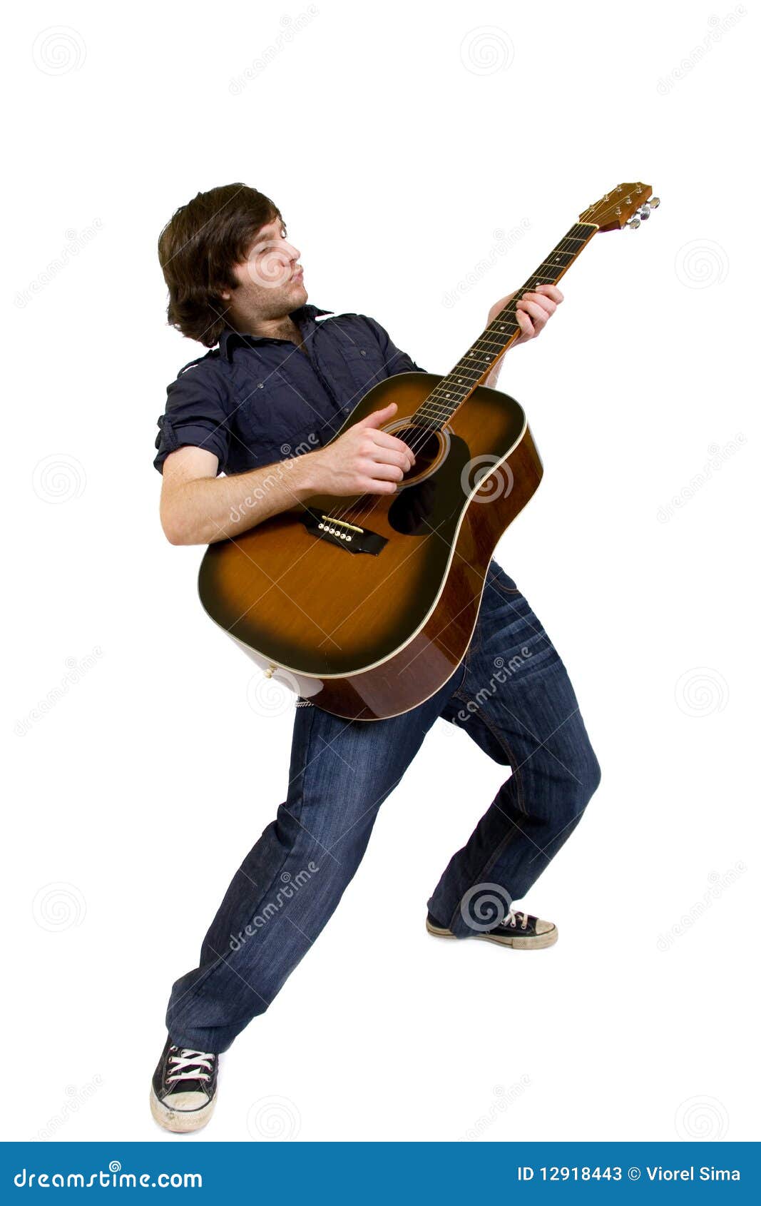 Man Playing His Acoustic Guitar Stock Image - Image of human, classical ...