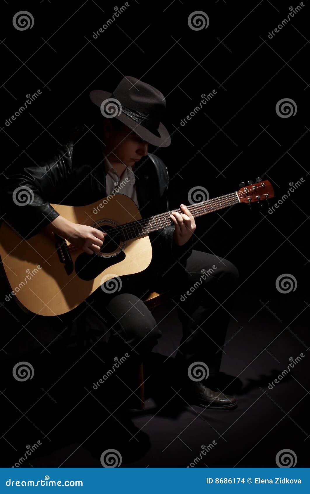 Man Playing His Acoustic Guitar Stock Photo - Image of style, artist ...