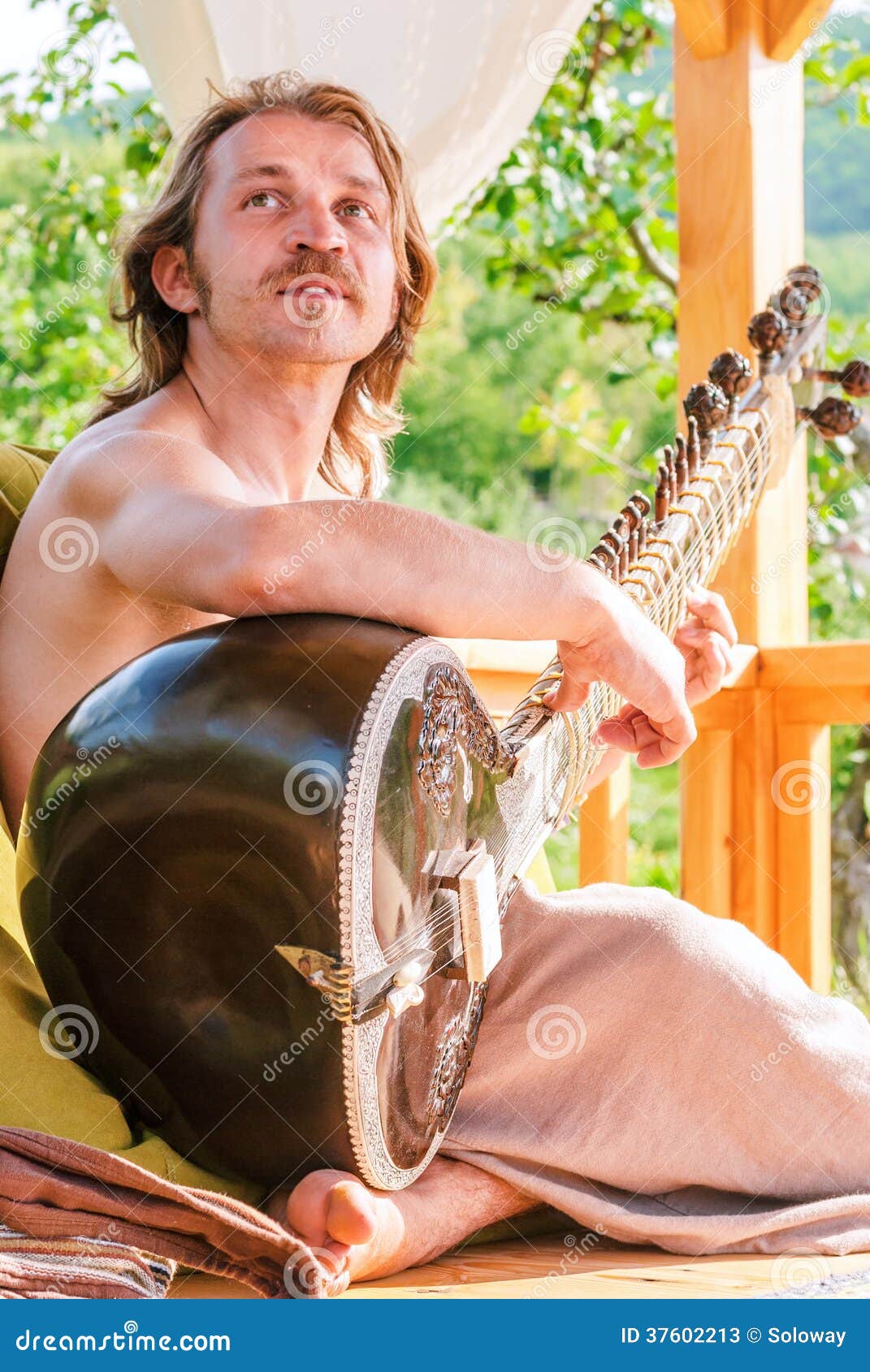 Man Playing on Indian Musical Instument - Sitar Stock Image - Image of ...