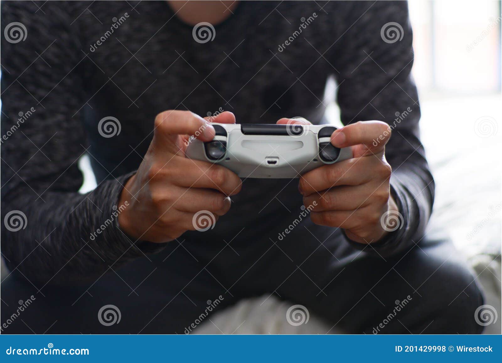 Man Playing with a Joystick at Home Stock Photo - Image of technology ...