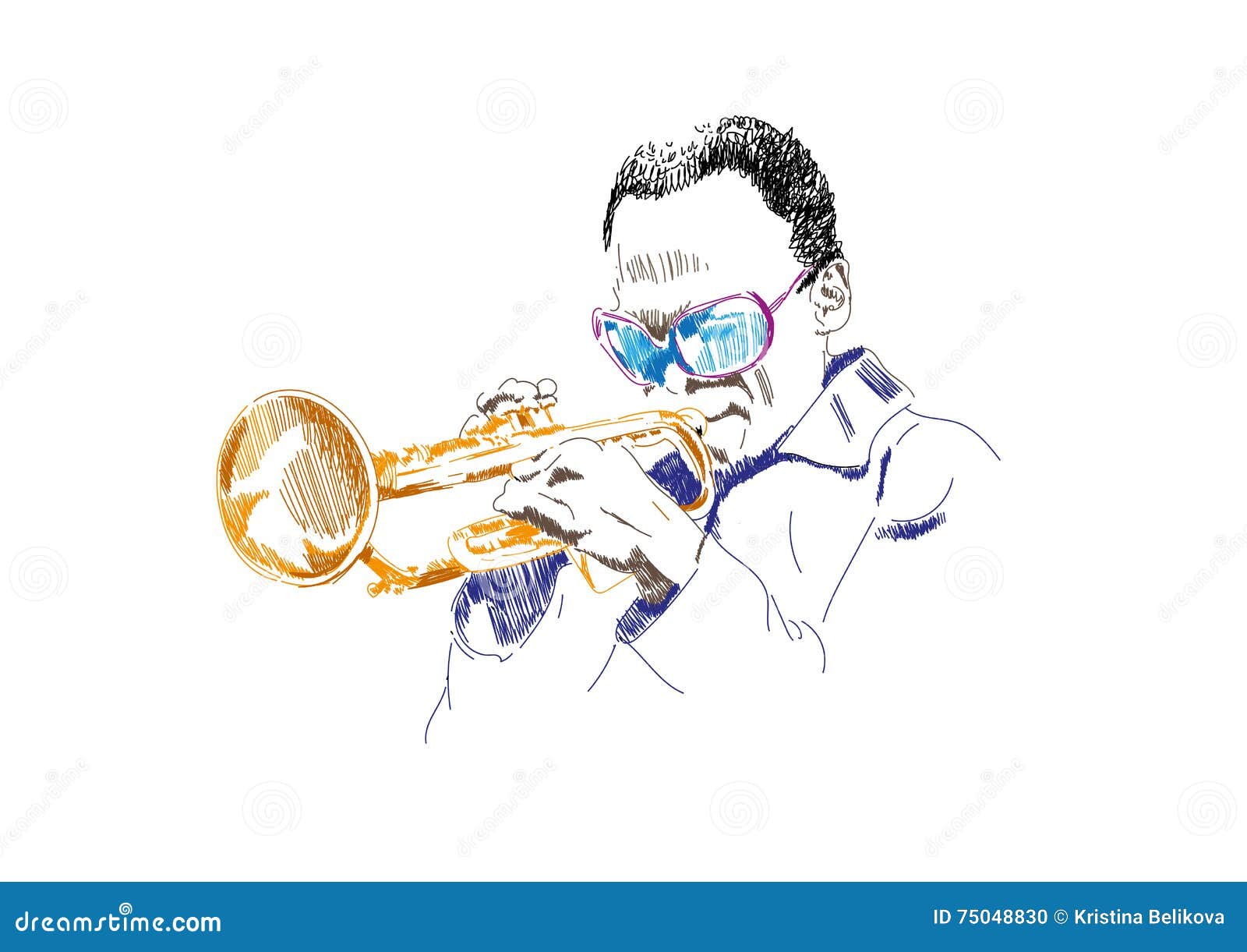 Man Playing a Musical Instrument Stock Vector - Illustration of ...