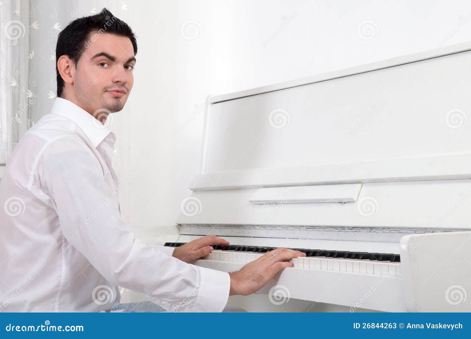 Man playing piano stock image. Image of adult, studio - 26844263