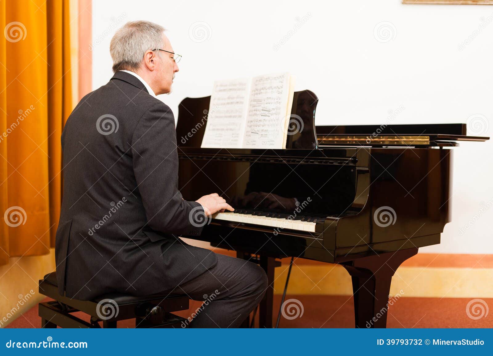 Man playing piano stock photo. Image of male, pianist - 39793732