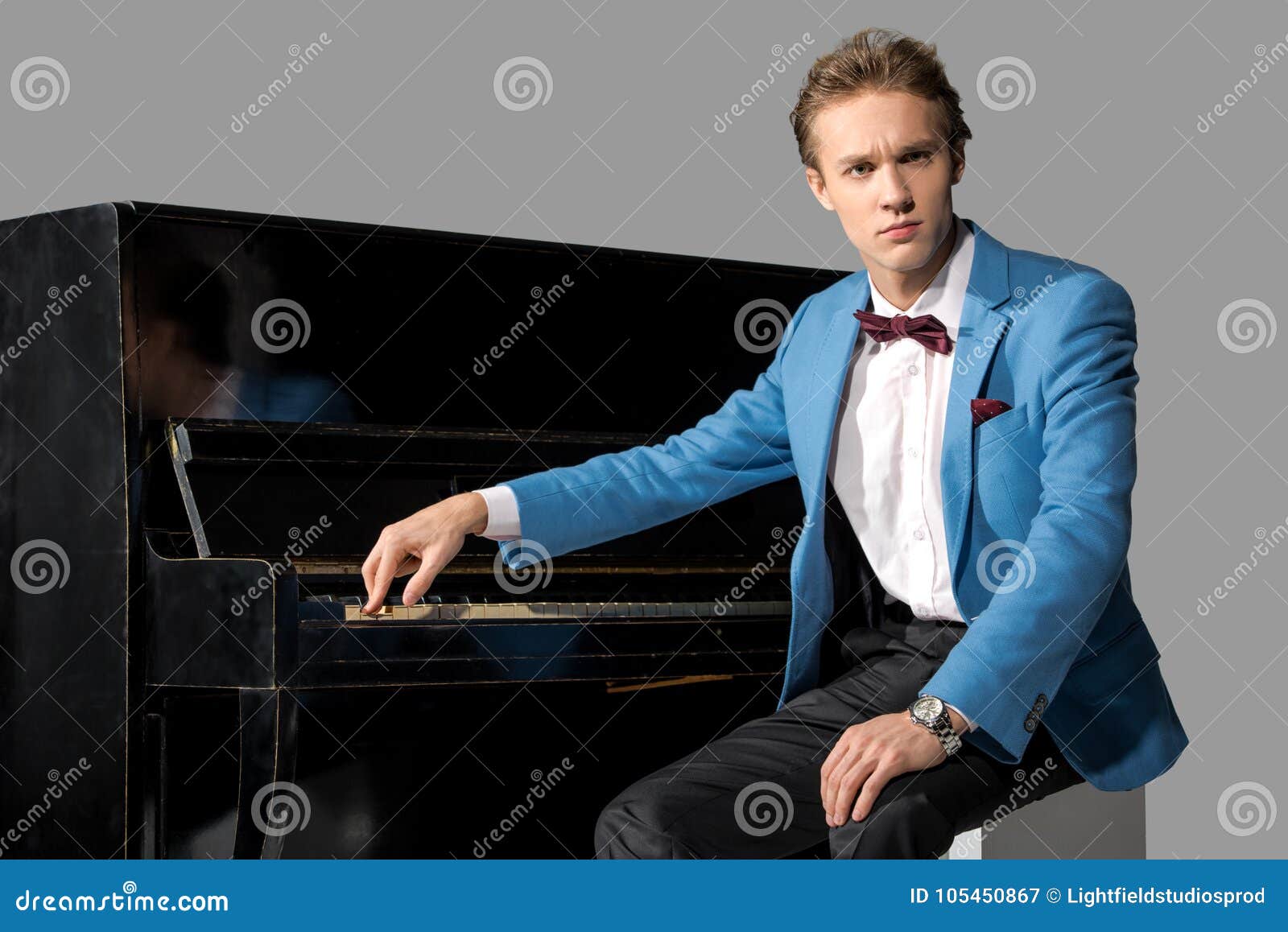 Man playing on piano stock image. Image of creativity - 105450867