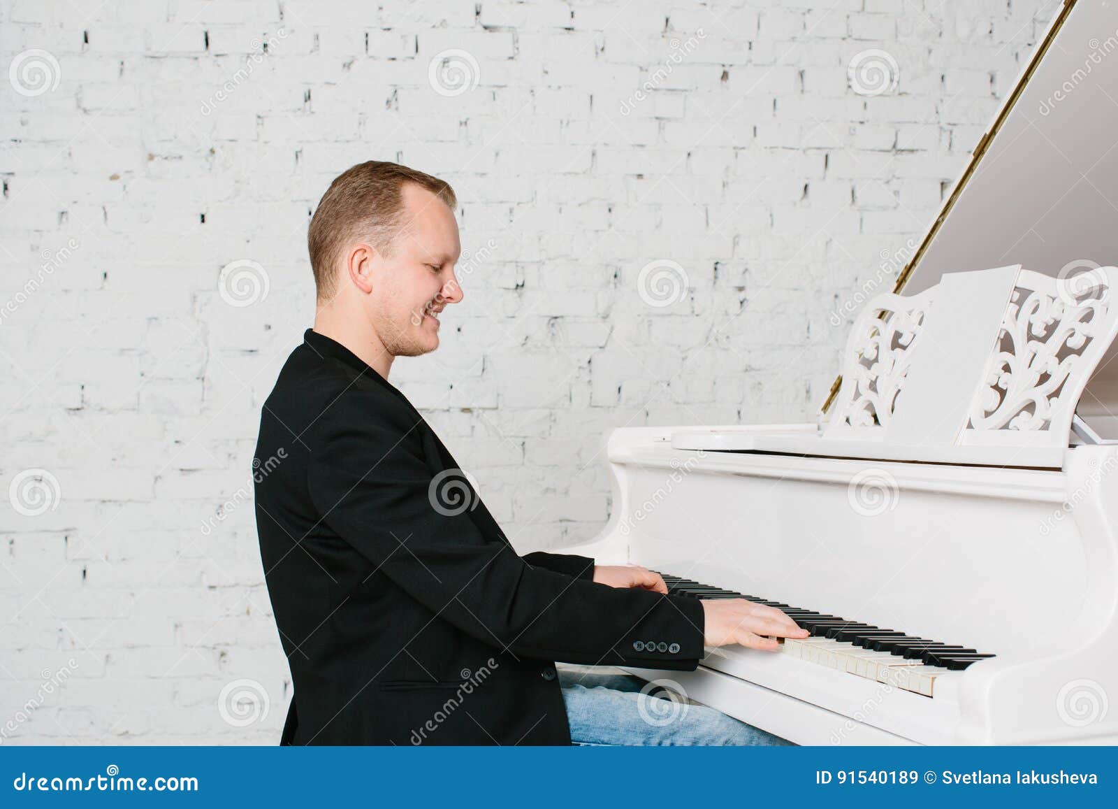 Man playing on piano stock image. Image of entertainment - 91540189