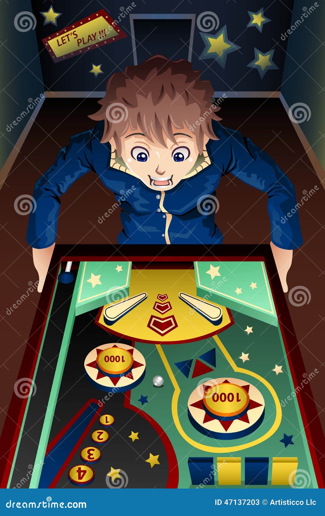 Man Playing Pinball Machine Stock Vector - Illustration of vector ...