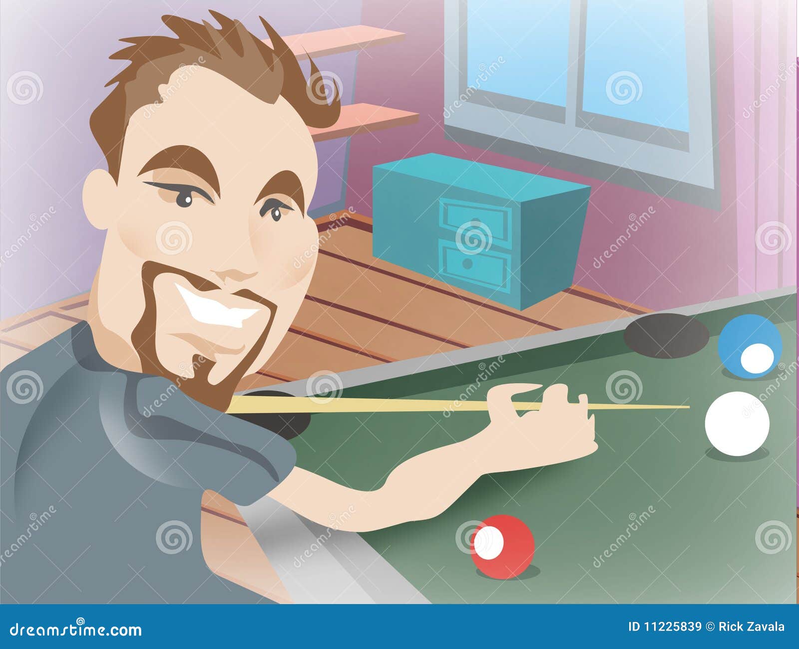 Man playing pool stock illustration. Illustration of caricature - 11225839