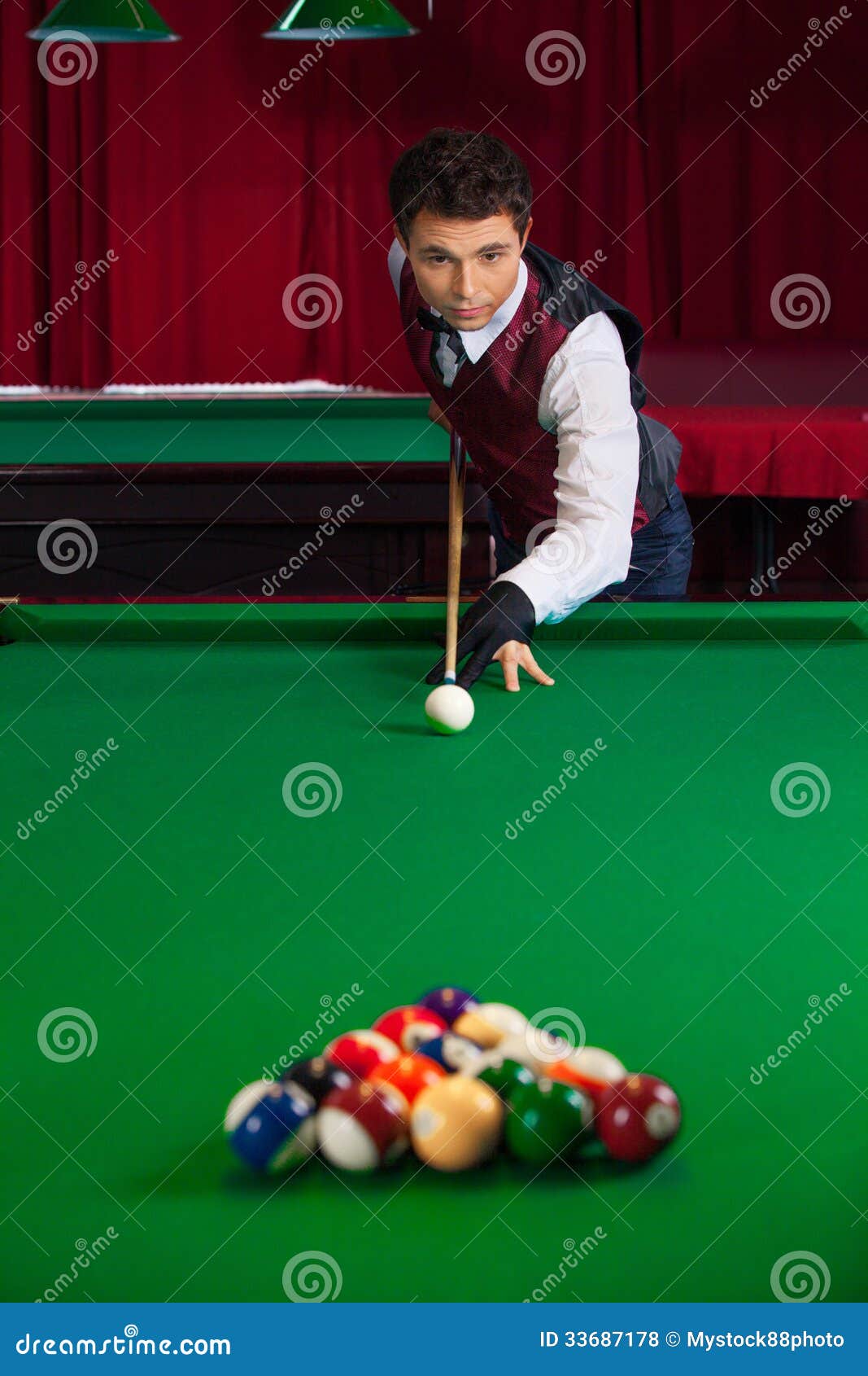 Man playing pool. stock photo. Image of pursuit, leisure - 33687178