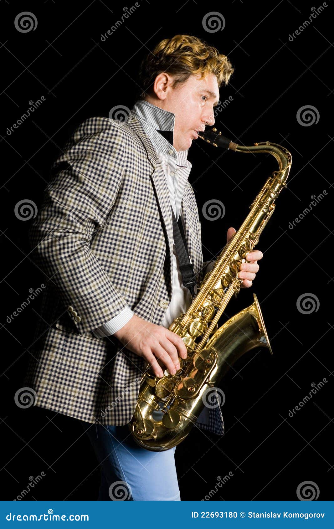 Man playing the saxophone stock photo. Image of blonde - 22693180