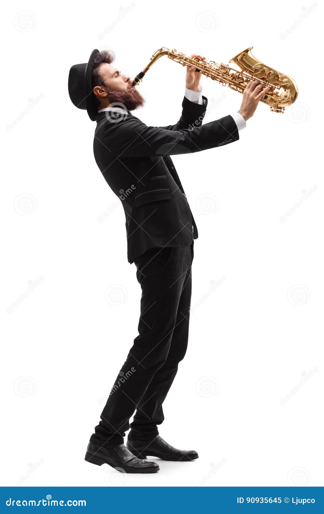 Man playing on a saxophone stock image. Image of instrument - 90935645