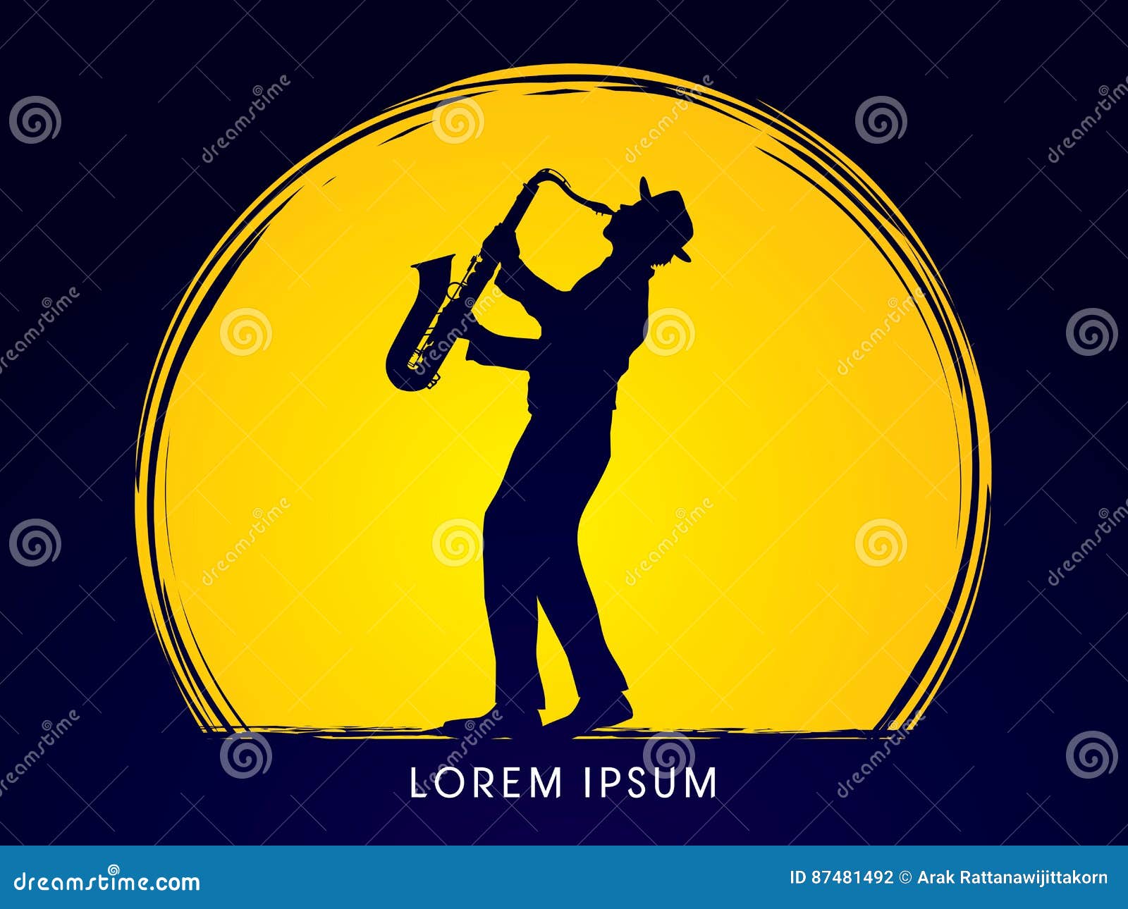 Man playing saxophone stock vector. Illustration of icon - 87481492