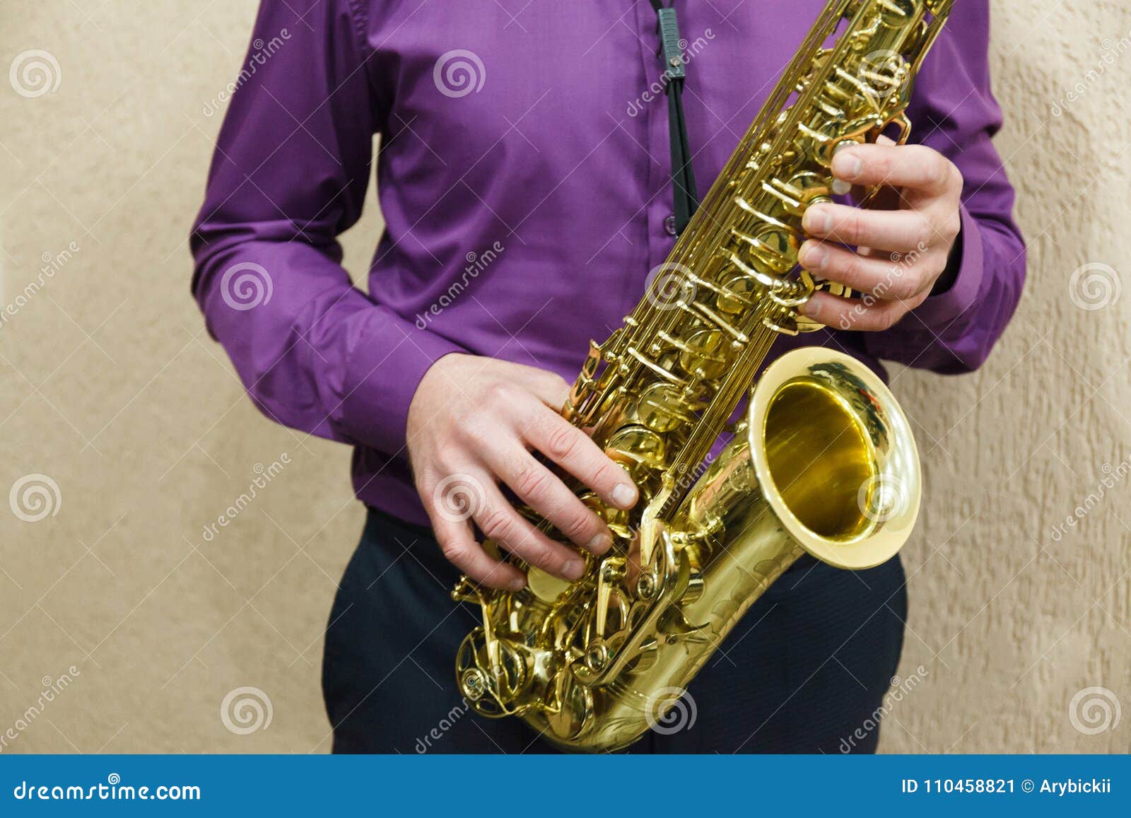Man playing on saxophone stock image. Image of performance - 110458821