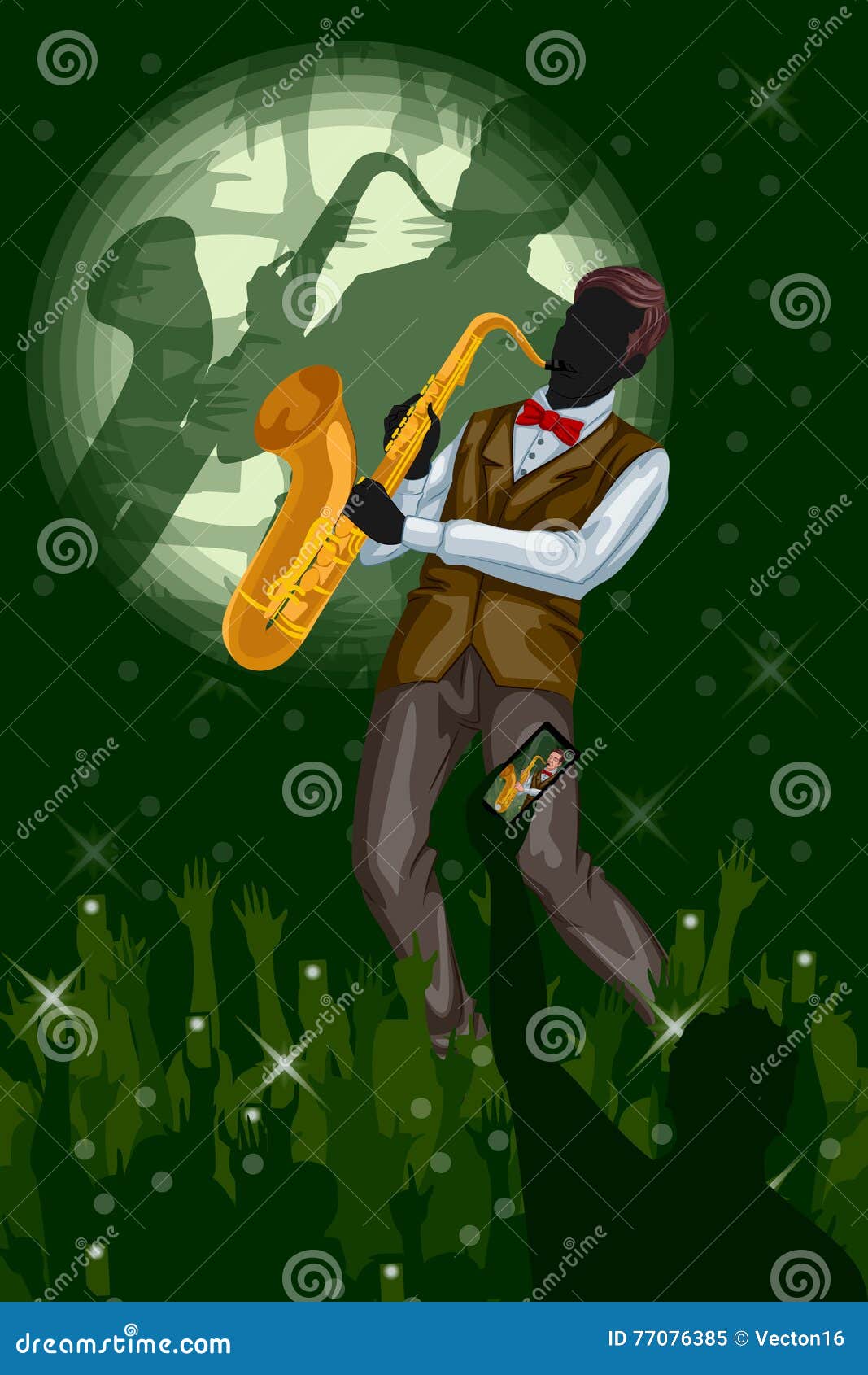 Man Playing Saxophone in Music Band Performance Stock Vector ...