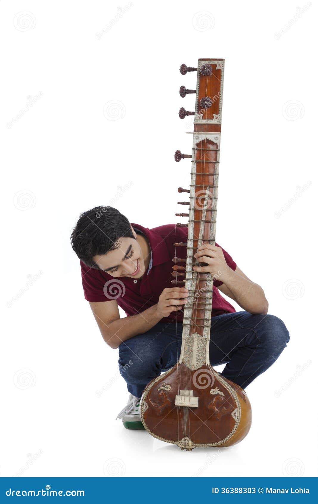 Man playing sitar stock image. Image of front, indoors - 36388303