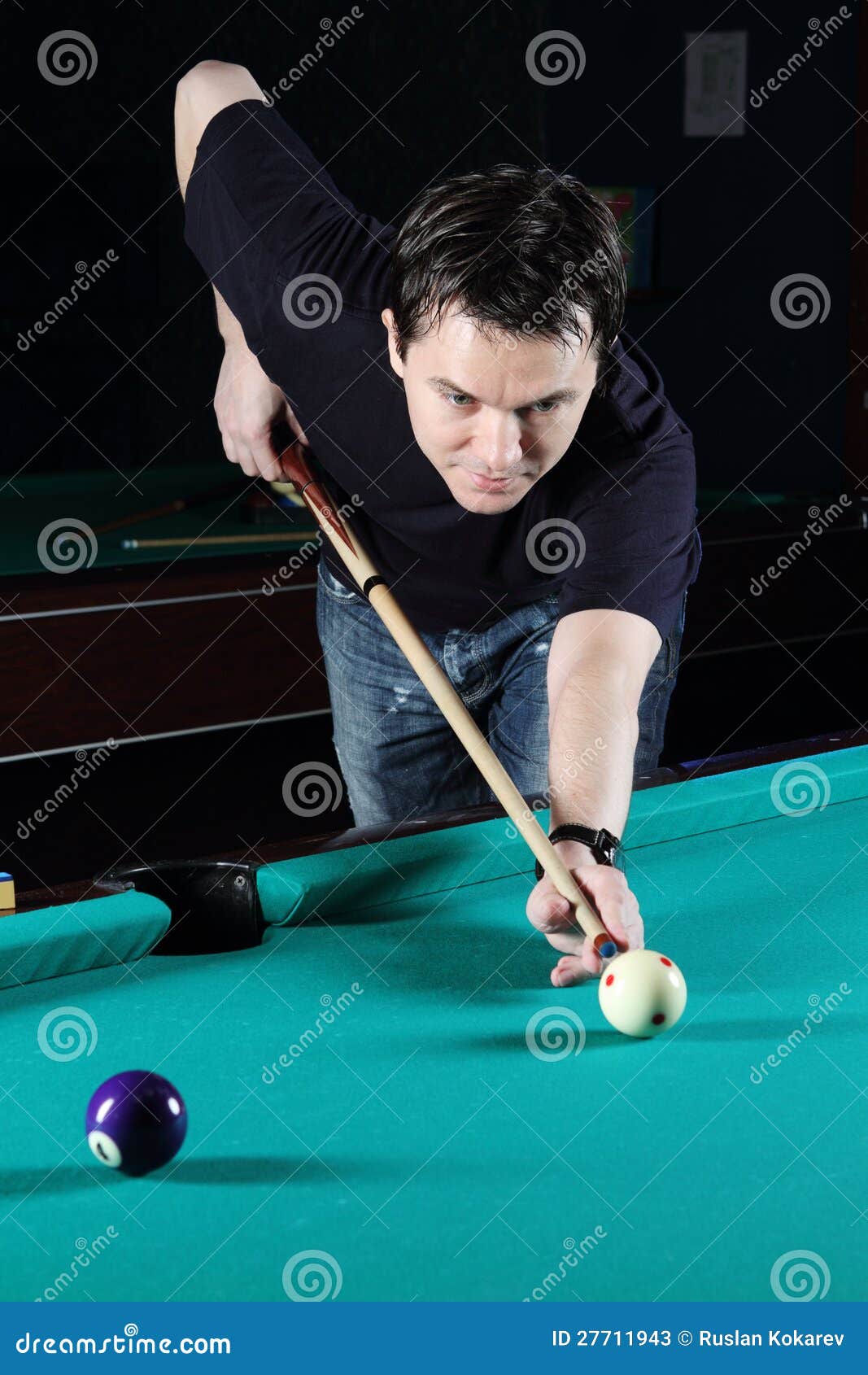 Man playing snooker. stock image. Image of play, ball - 27711943