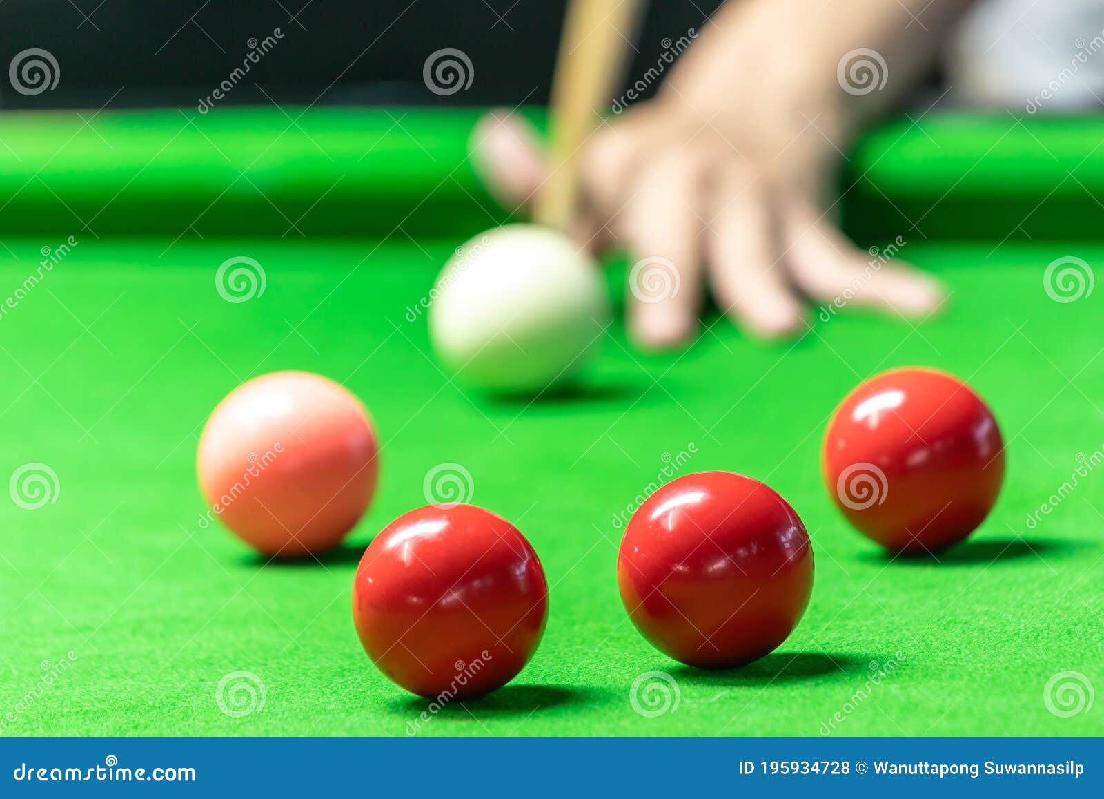 A Man Playing Snooker in Bar. Snooker Player Aiming Snooker Ball on ...
