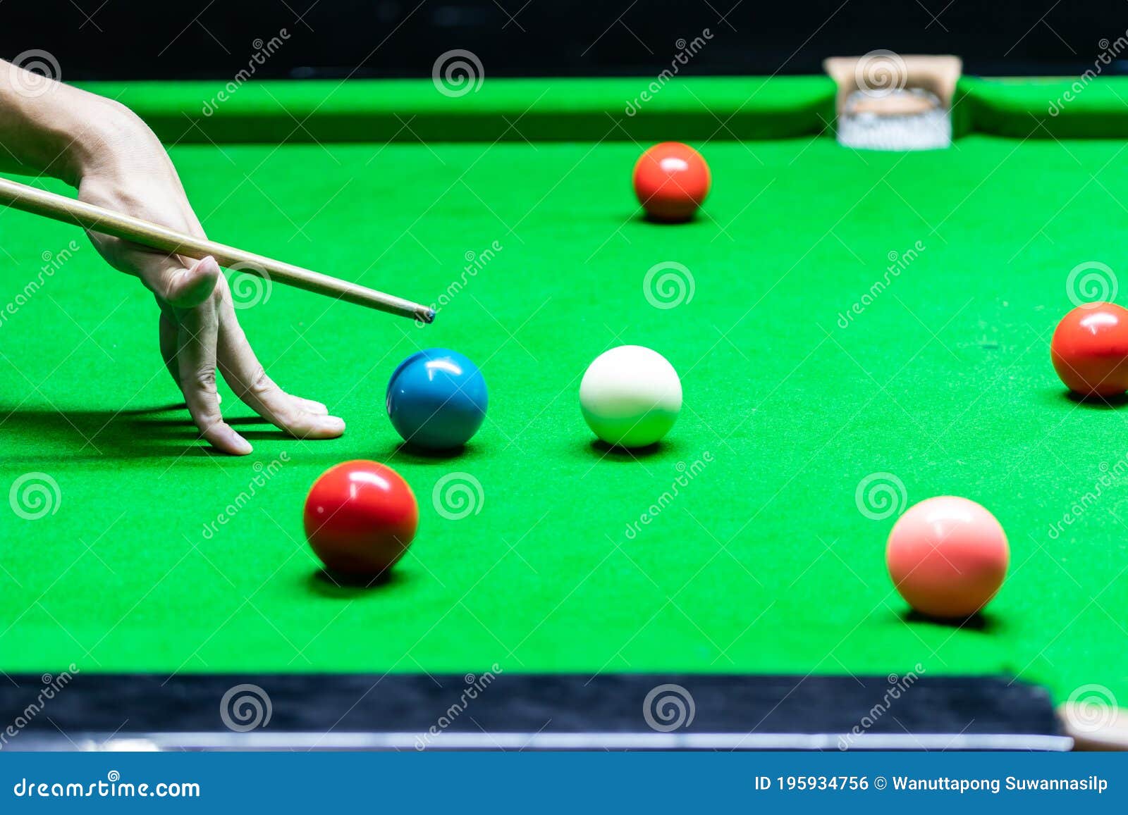 A Man Playing Snooker in Bar. Snooker Player Aiming Snooker Ball on ...