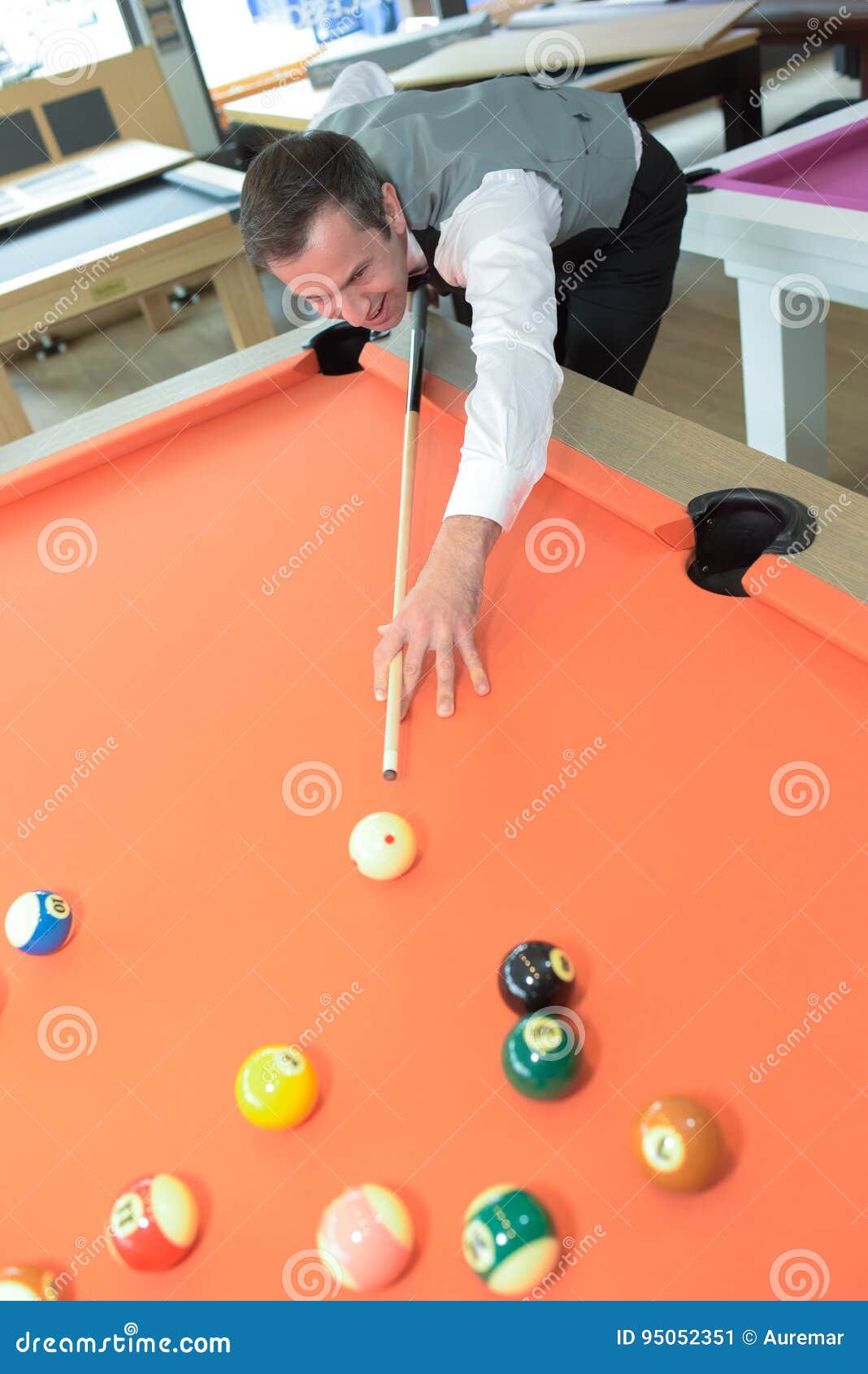 Man Playing Snooker in Dark Club Stock Image - Image of health, hobby ...