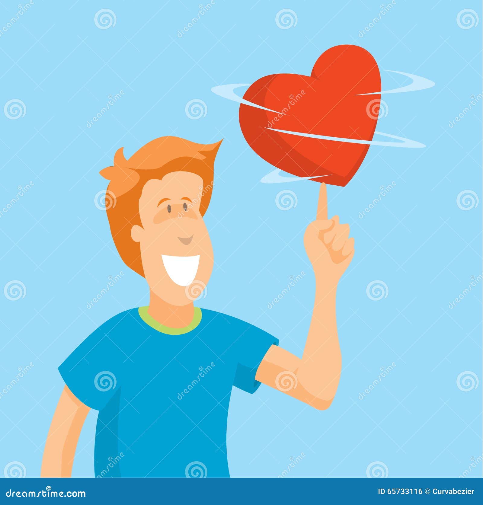 Man Playing with Spinning Heart Stock Vector - Illustration of love ...