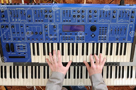 Man playing synthesizer stock photo. Image of white, chord - 13567292
