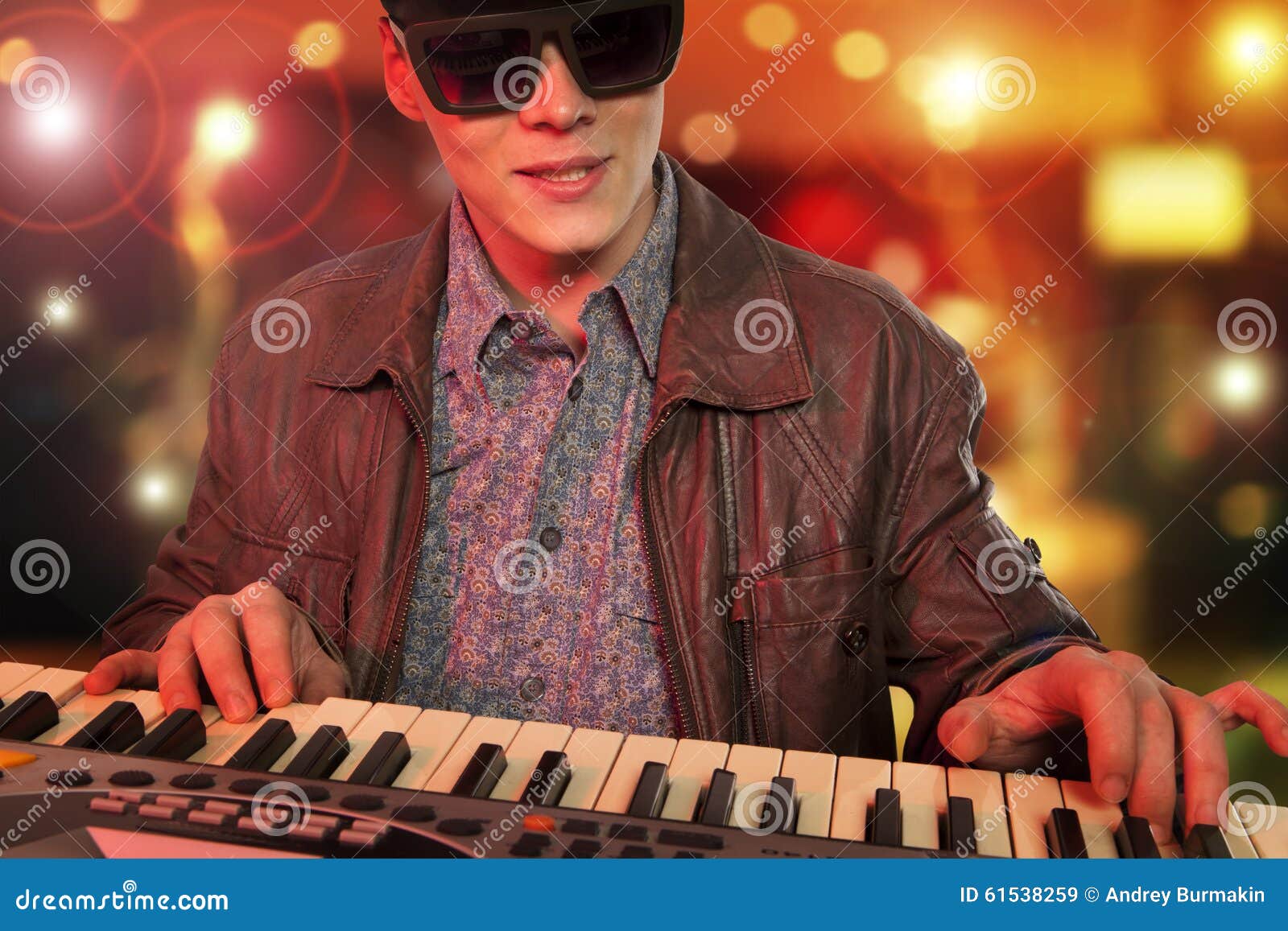 Man playing synthesizer stock image. Image of artistic - 61538259