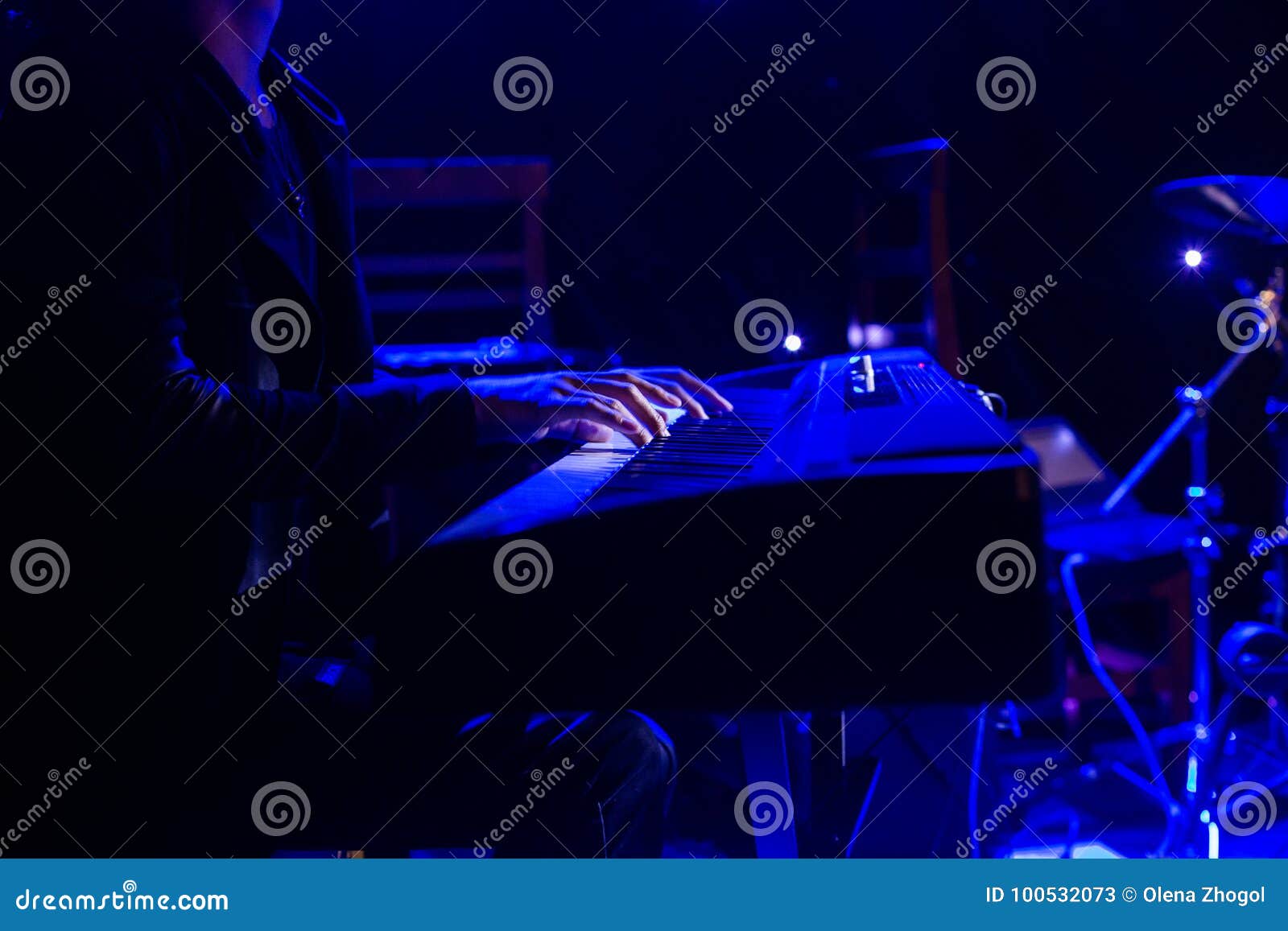 Man Playing on Synthesizer Keyboard on Stage during Concert Stock Image ...