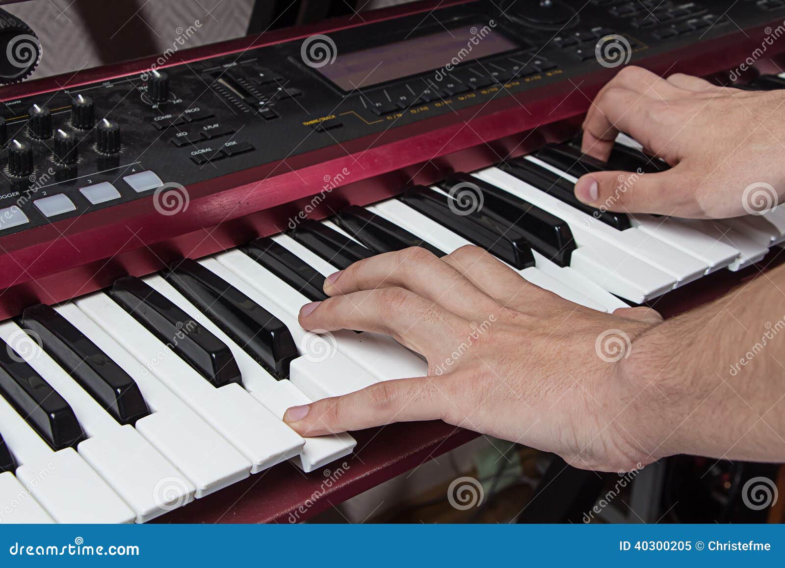Man playing synthesizer stock image. Image of equipment - 40300205