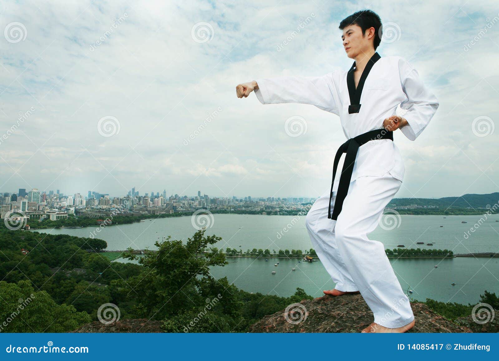 Man Playing with Taekwondo Outdoor Stock Image - Image of fight, people ...