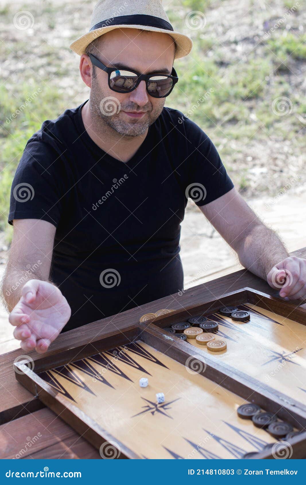 Man Playing Traditional Board Game Backgammon Stock Image - Image of ...