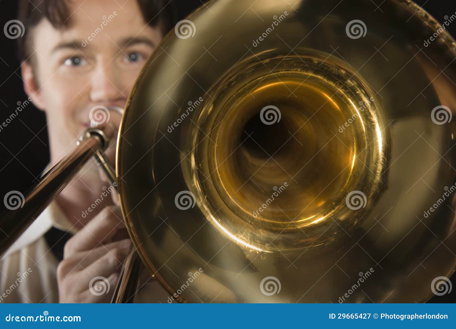 Man Playing Trombone stock image. Image of performance - 29665427