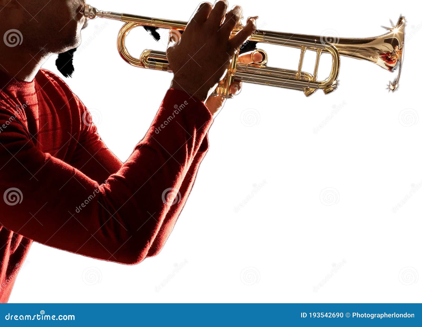 Man Playing Trumpet in Studio Stock Photo - Image of caucasian ...