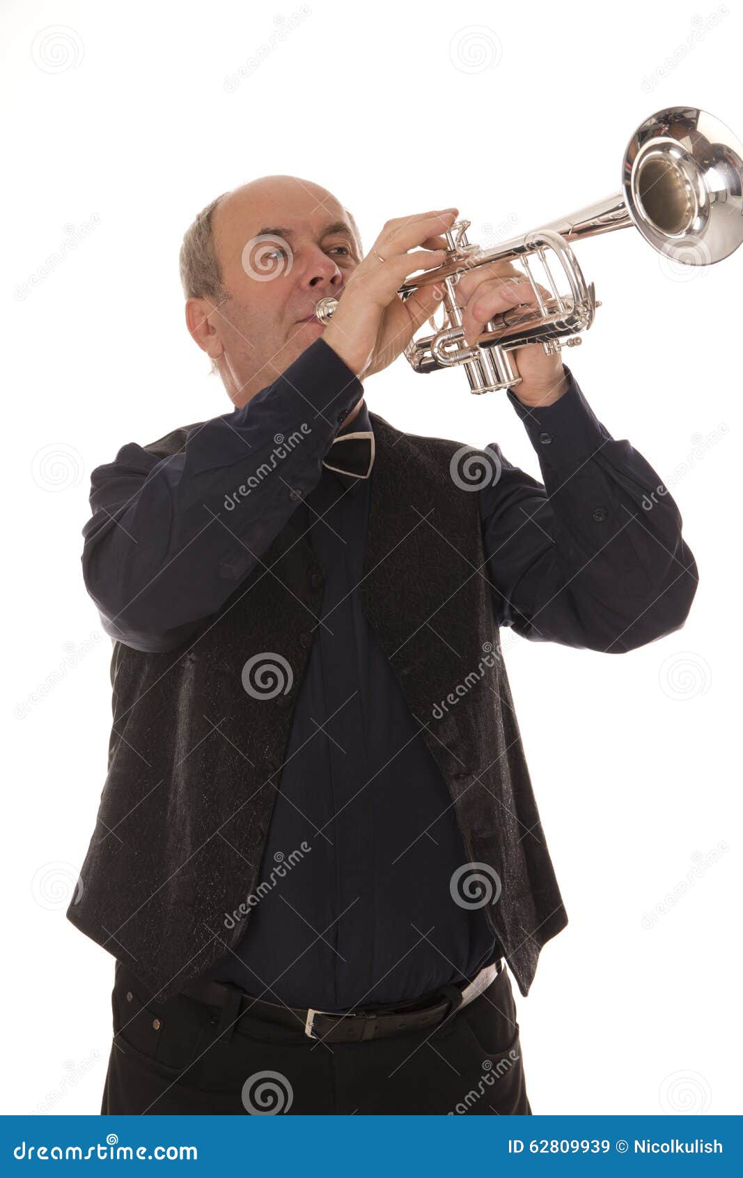 Man playing trumpet stock image. Image of senior, trumpet - 62809939
