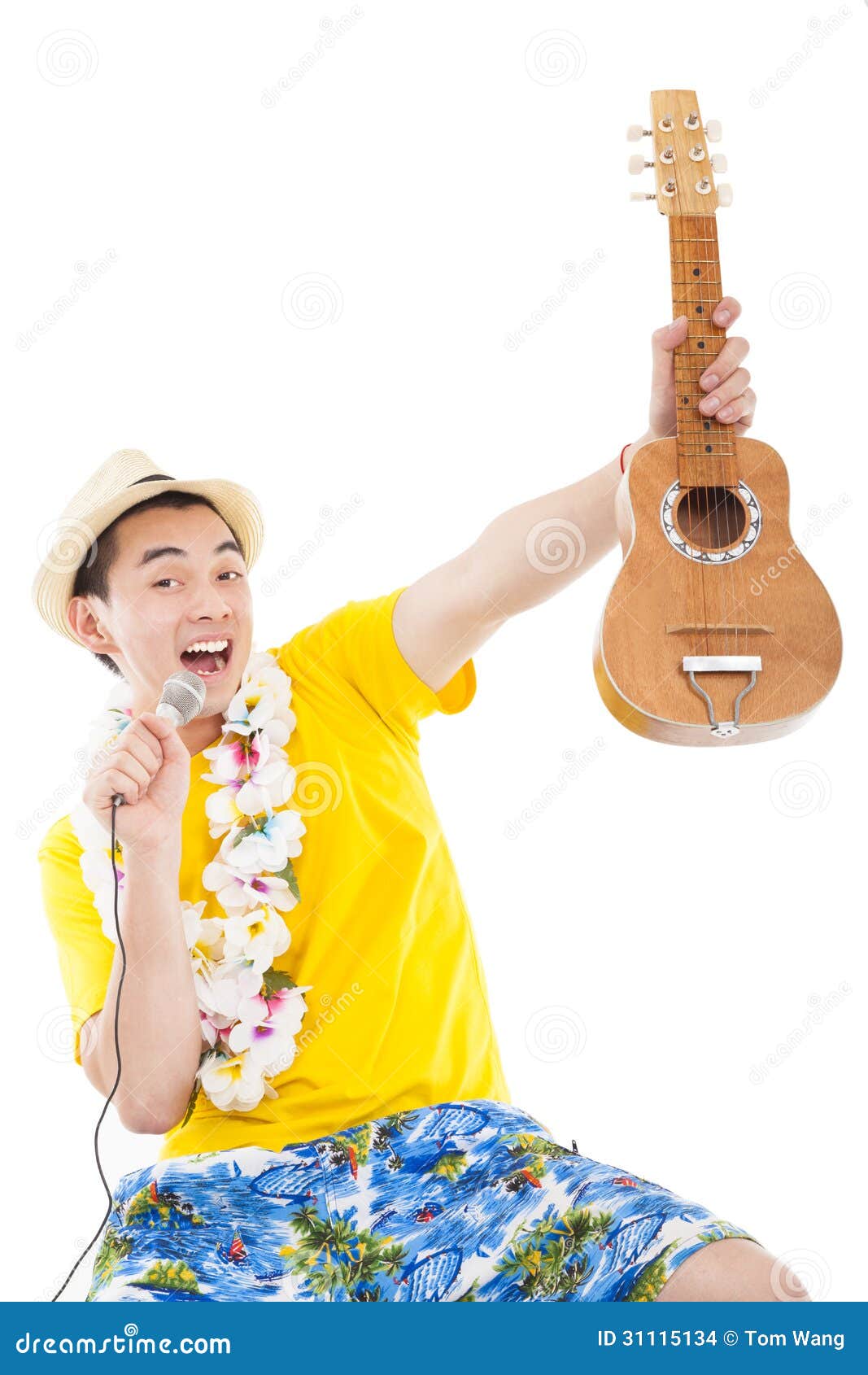 Man Playing Ukulele and Singing Stock Photo - Image of happiness, arts ...