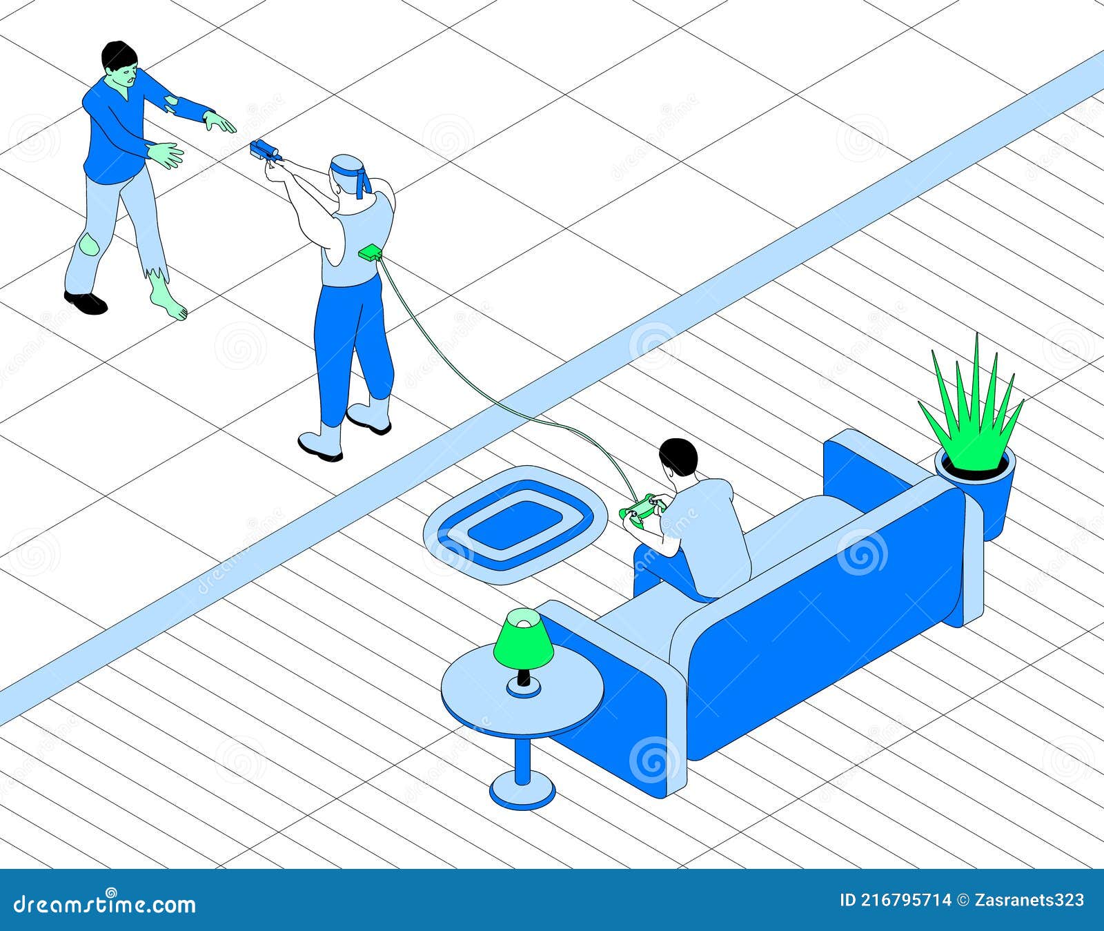 A Man is Playing a Video Game. Stock Vector - Illustration of ...