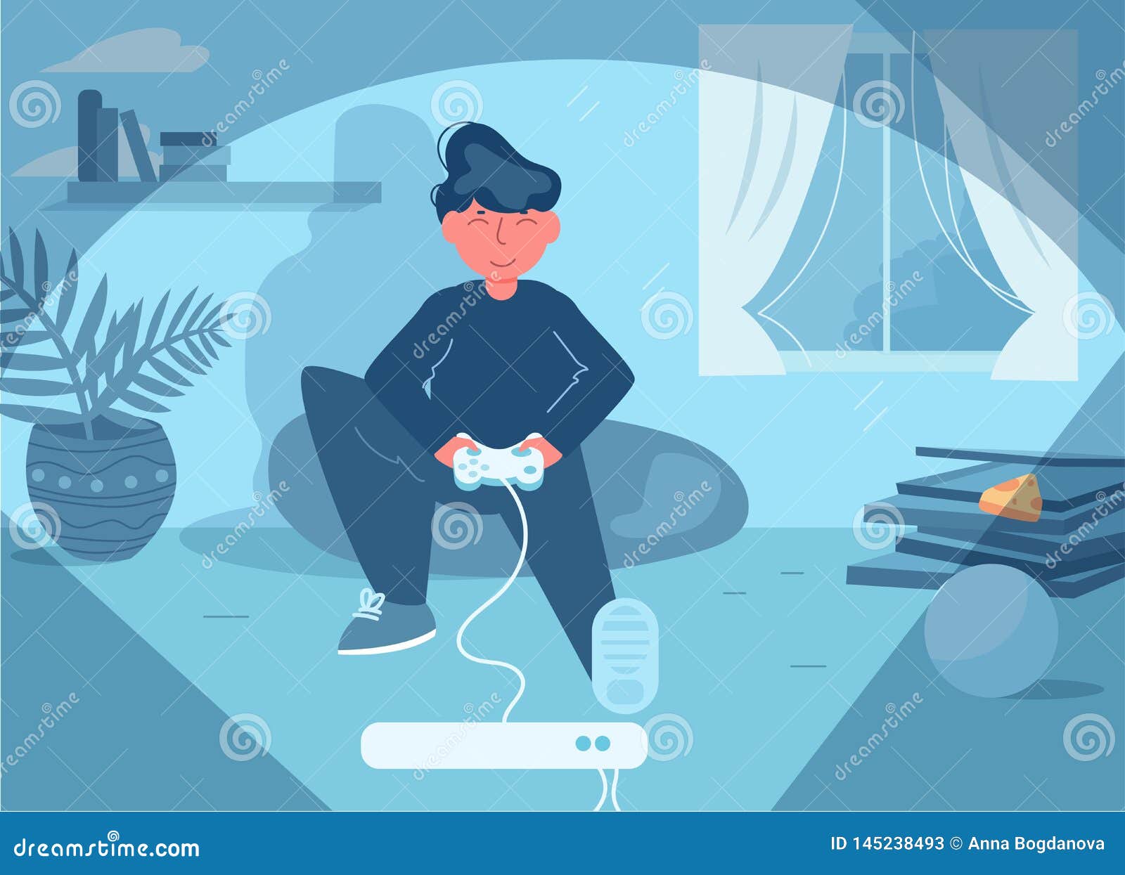 Man Playing Video Game Vector. Cartoon. Isolated Art. Flat Stock Vector ...