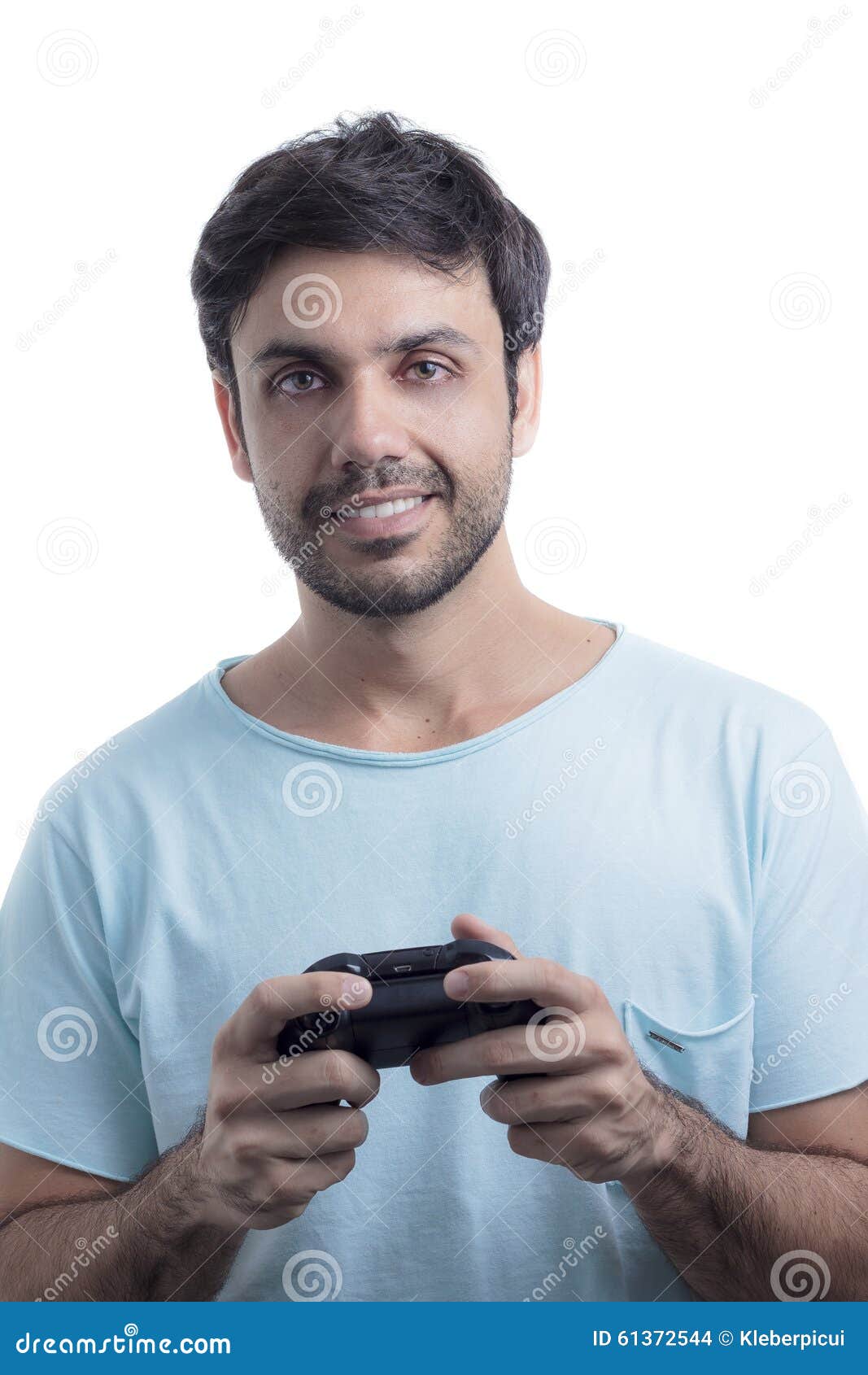 Man Playing Video Game with Wireless Joystick Stock Photo - Image of ...