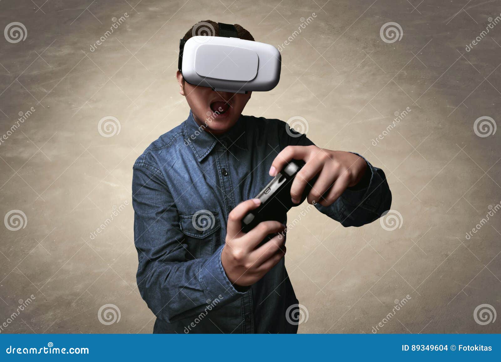 Man Playing Video Games Wearing Vr Stock Photo - Image of equipment ...
