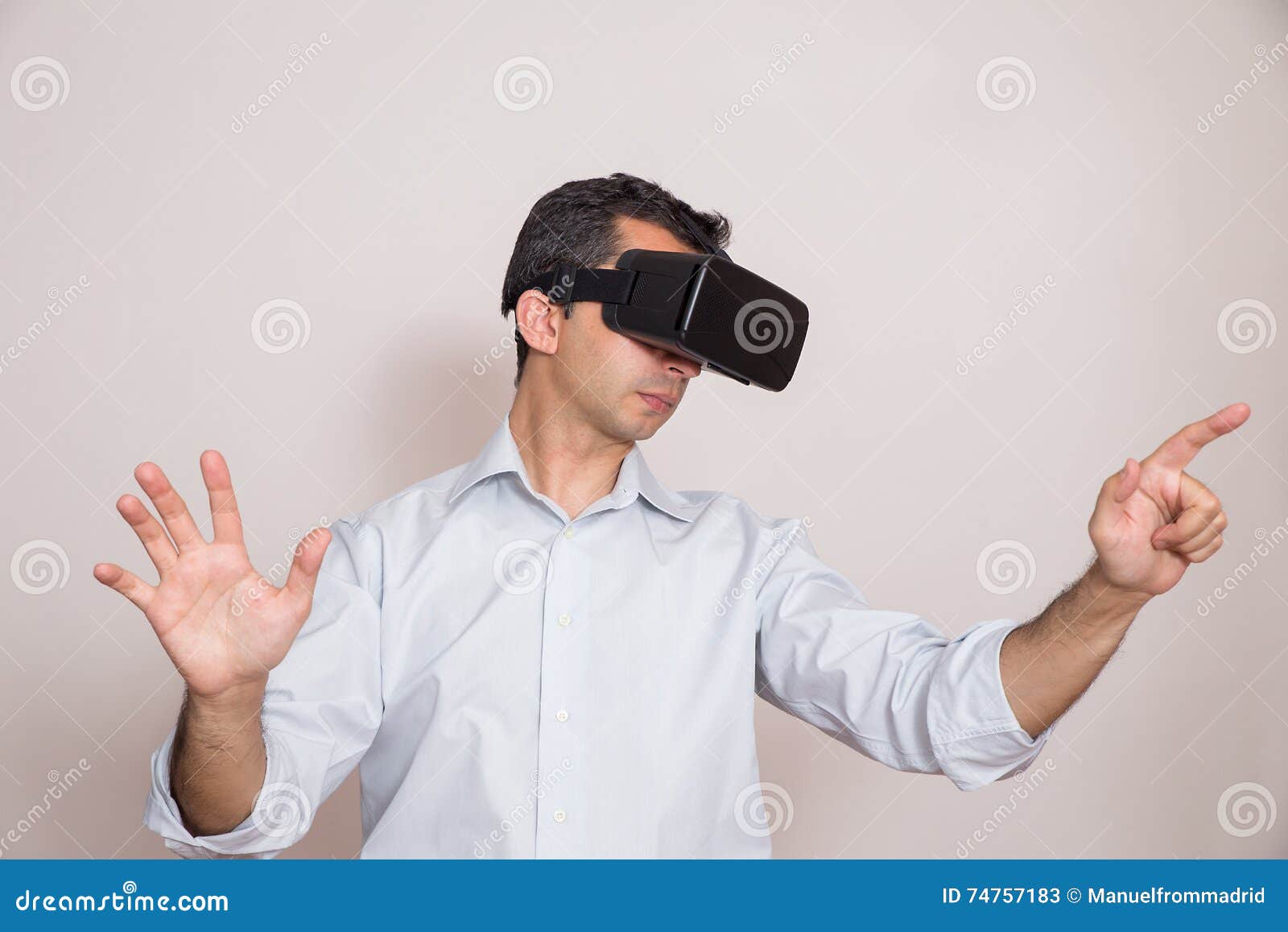 Man Playing Virtual Reality Simulation Stock Image - Image of glasses ...