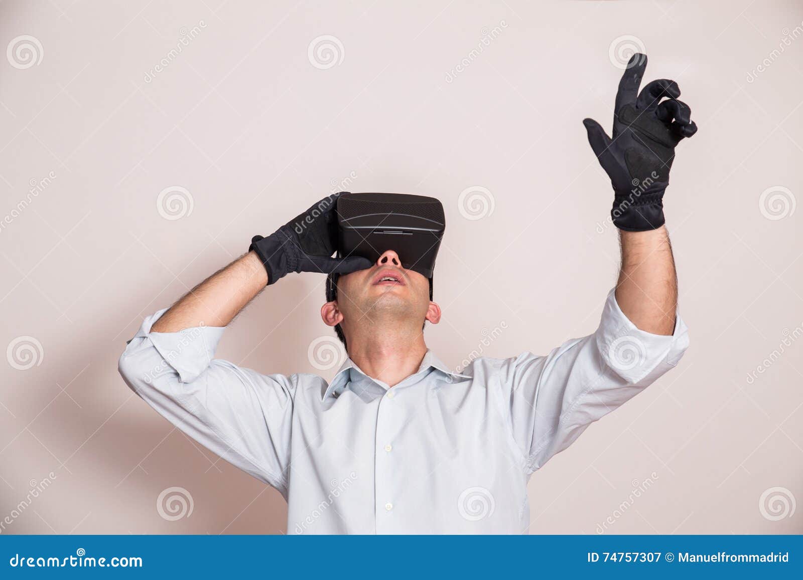 Man Playing Virtual Reality Simulation Stock Image - Image of headset ...