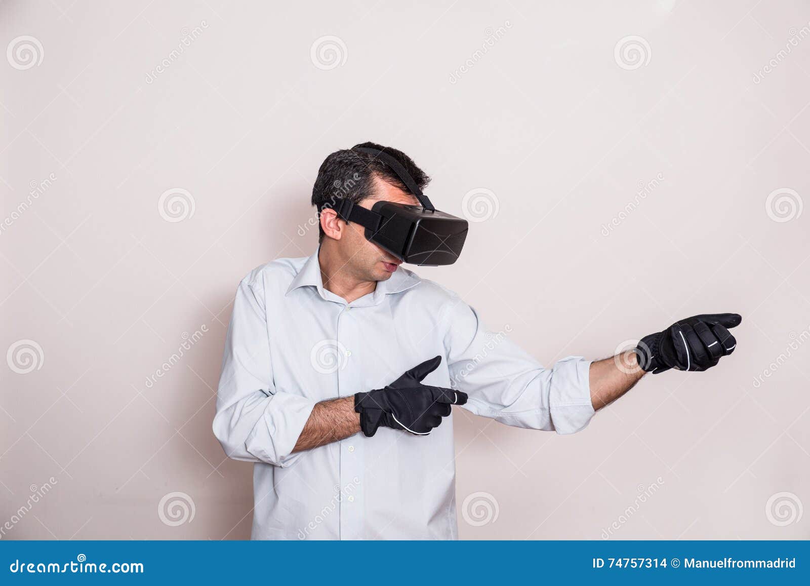 Man Playing Virtual Reality Simulation Stock Photo - Image of headset ...