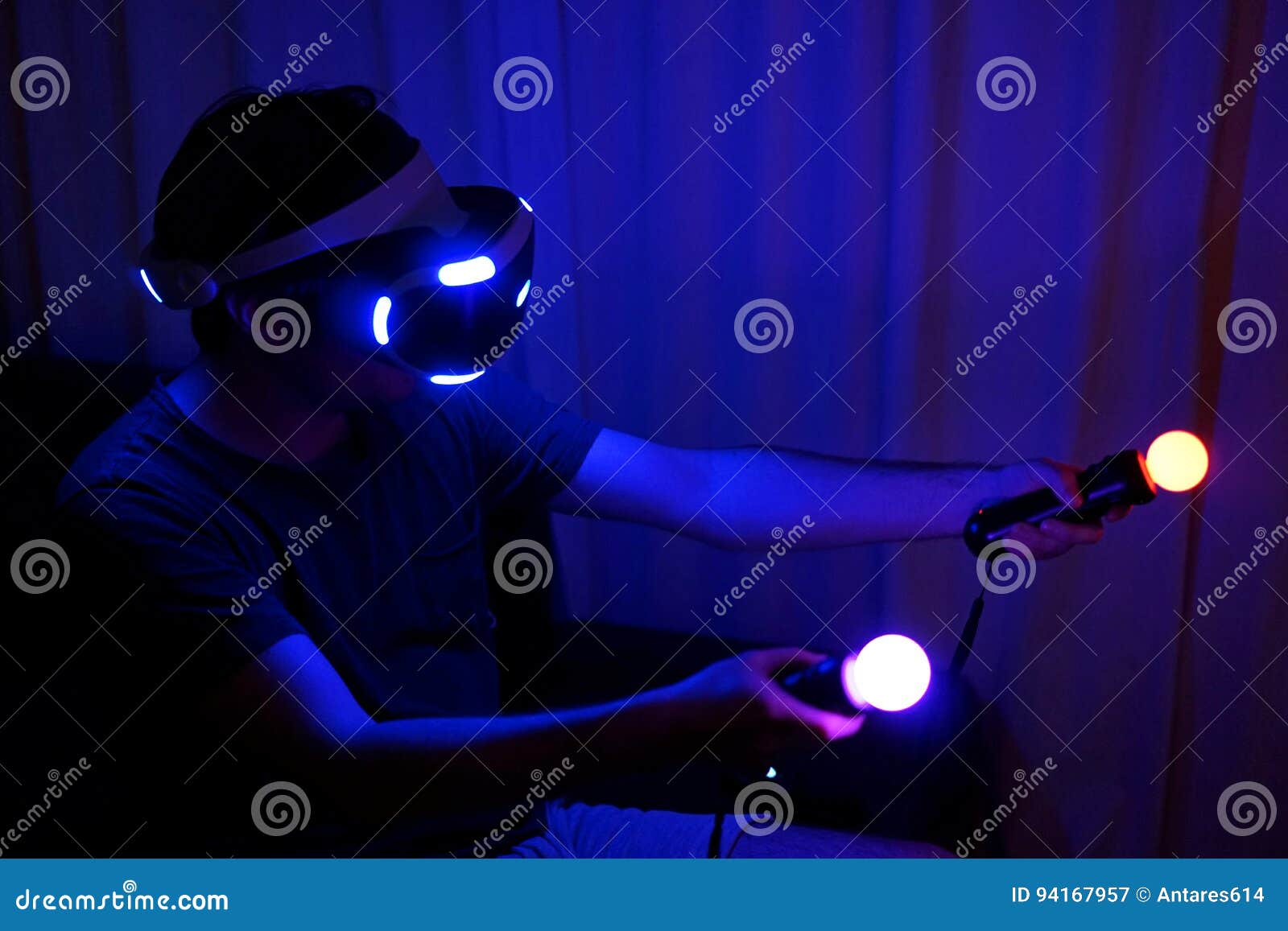 Man playing VR stock image. Image of move, virtual, augmented - 94167957
