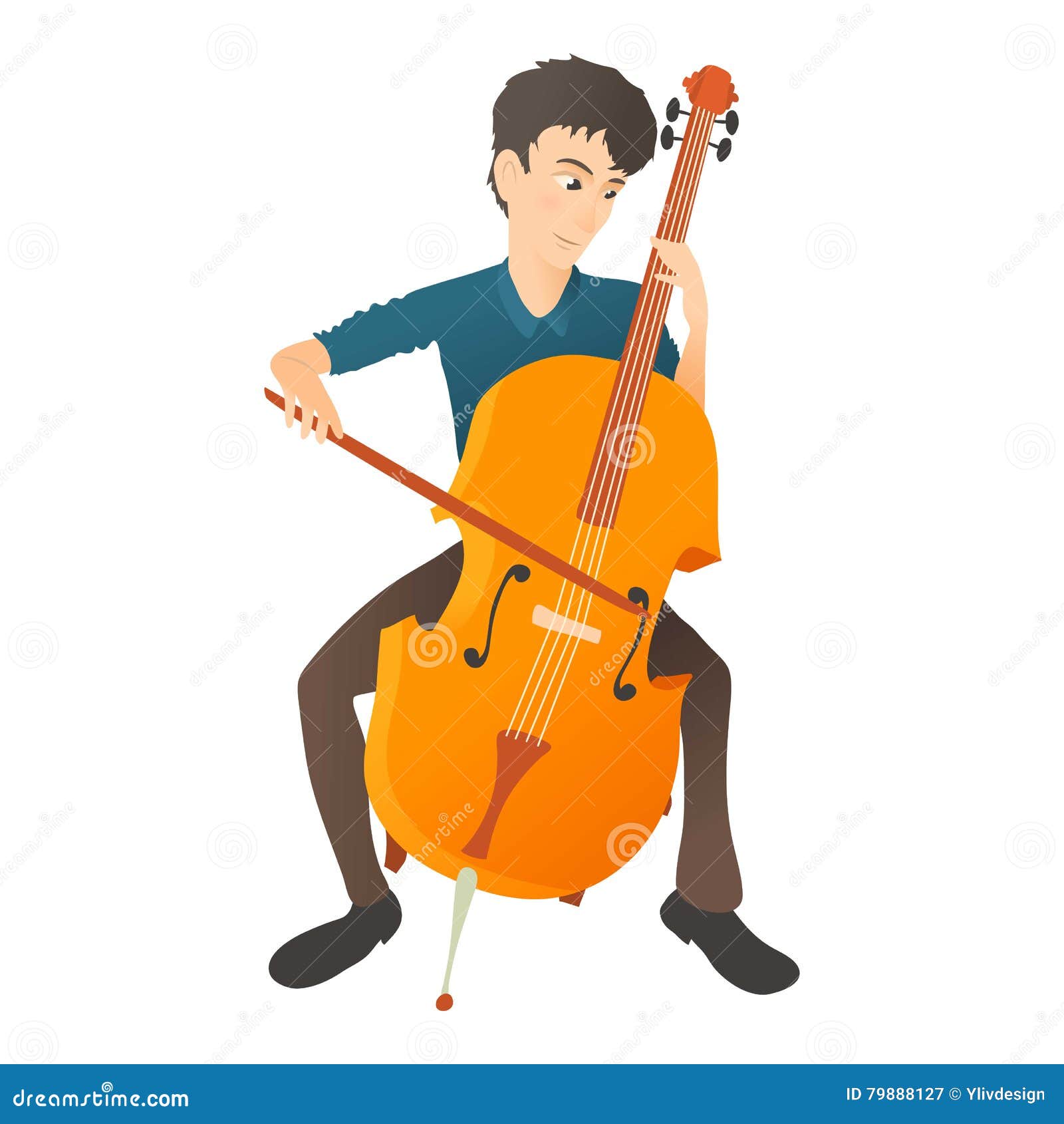 Man Plays on Cello Icon, Flat Style Stock Vector - Illustration of ...