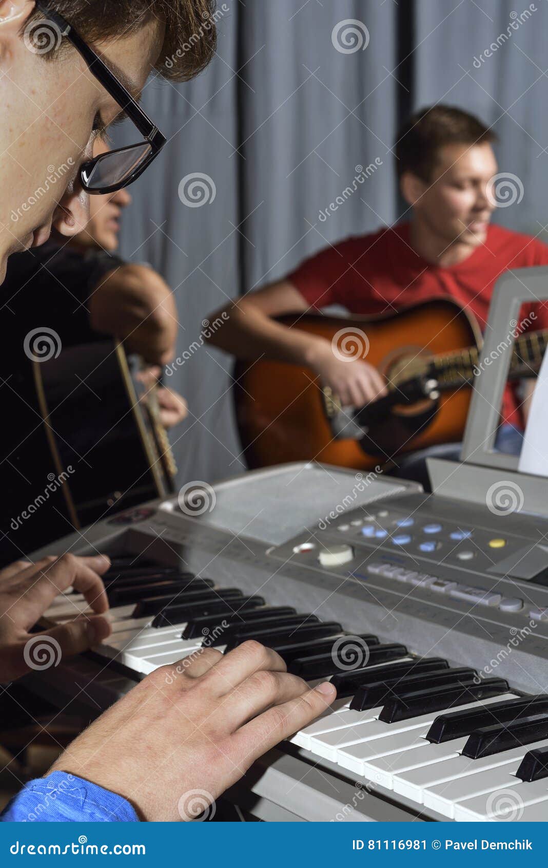 Man Plays on Electronic Piano Stock Image - Image of instrument ...