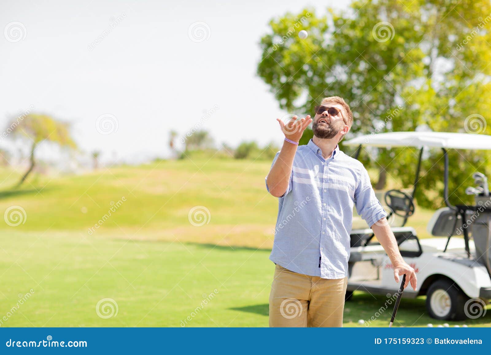 A Man Plays Golf and Has Fun Spending the Weekend Stock Image - Image ...