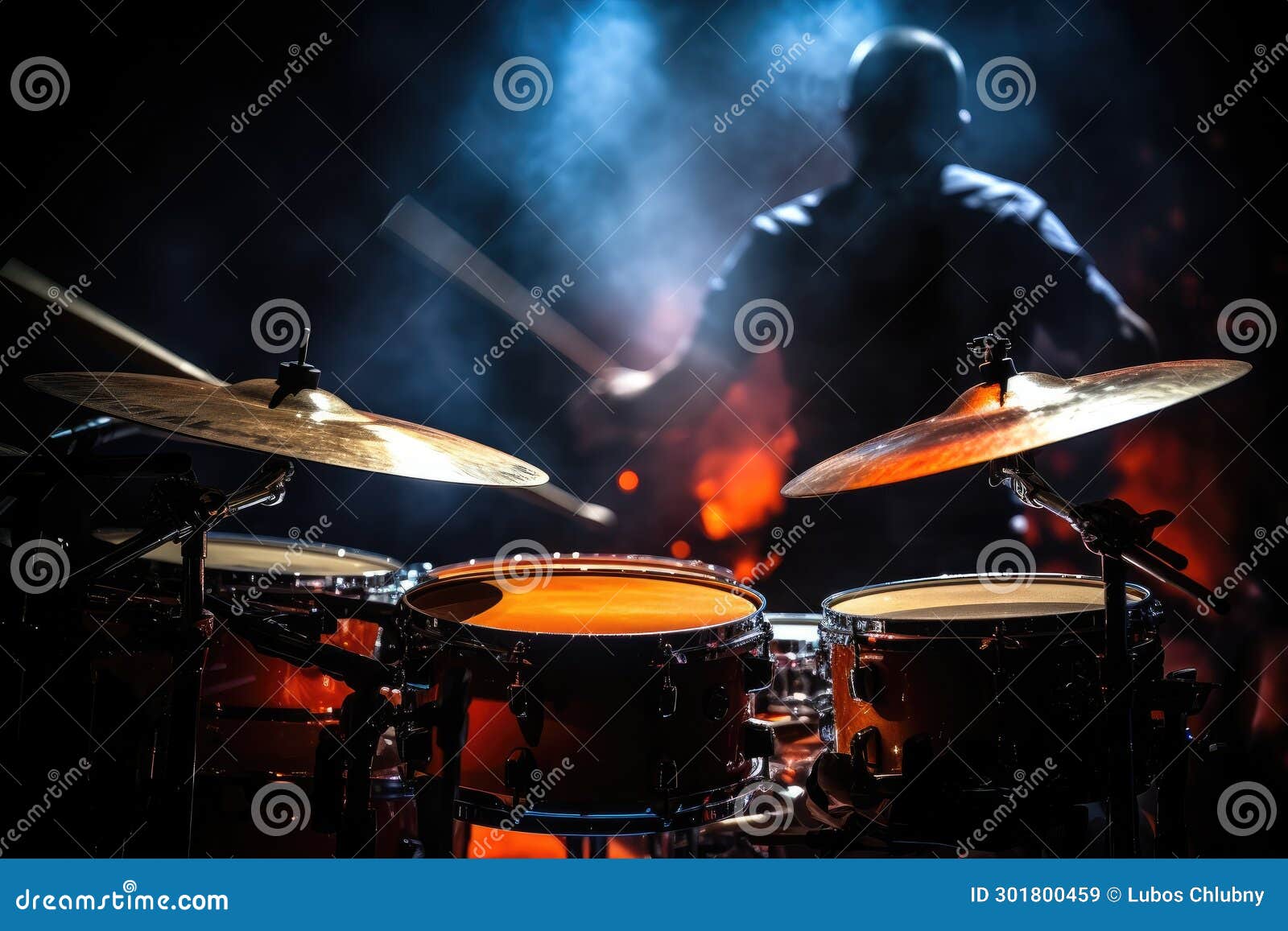 Man Plays Musical Percussion Instrument, Drums on Stage Stock ...