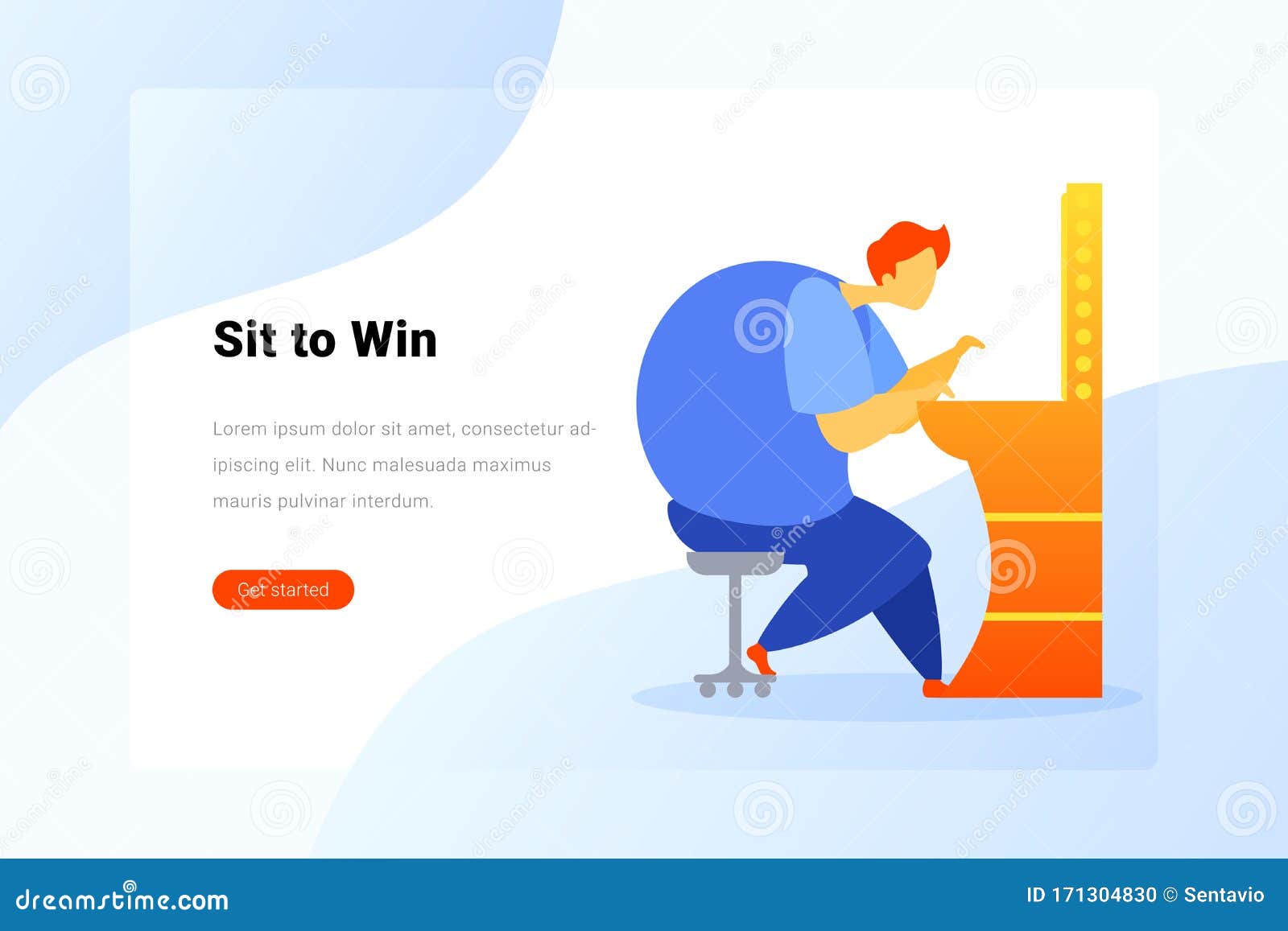 Man Plays Slot Machine Flat Vector Illustratio Stock Vector ...