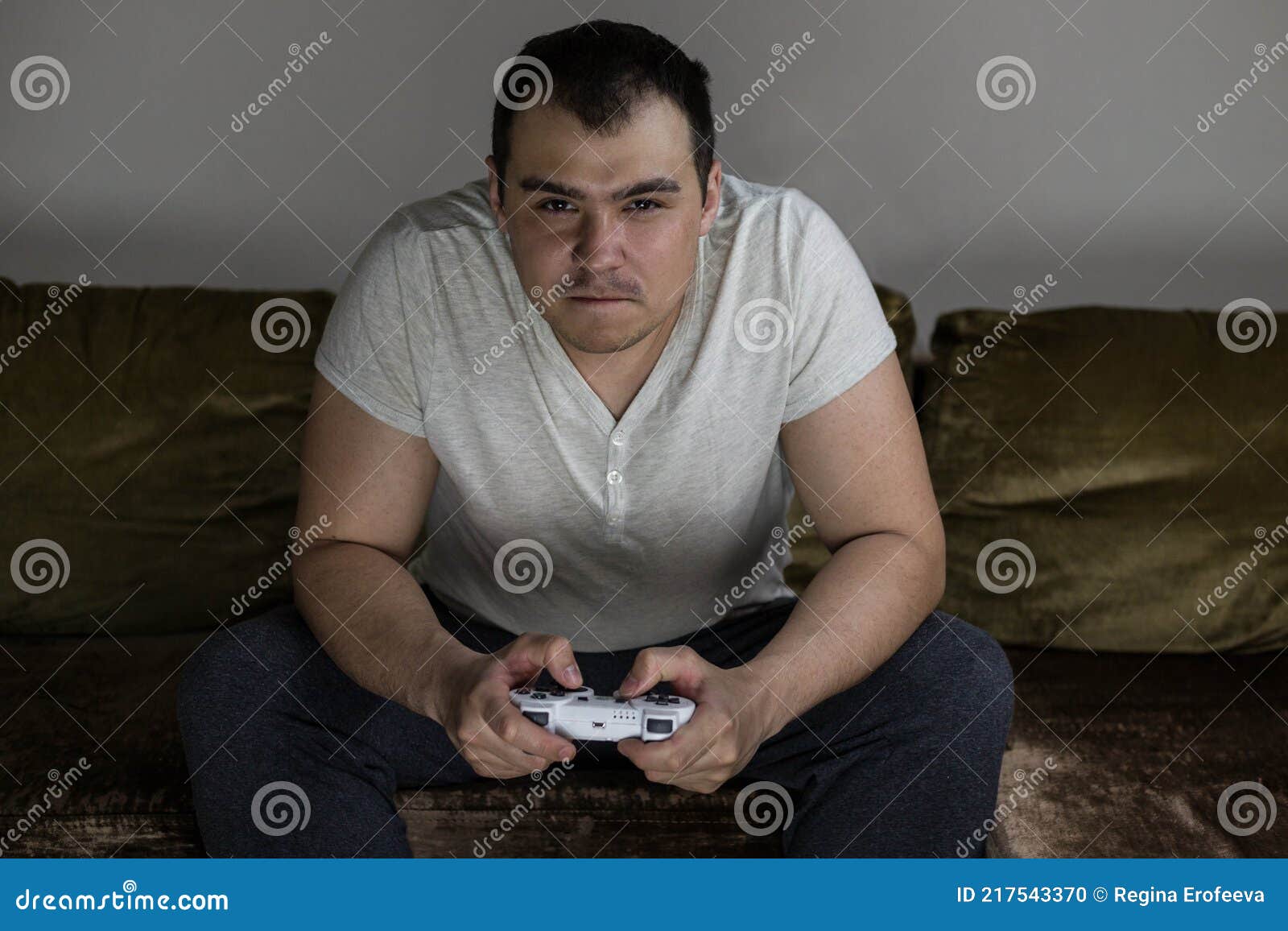 A Disgruntled Man Loses in a Video Game. Stock Photo - Image of control ...